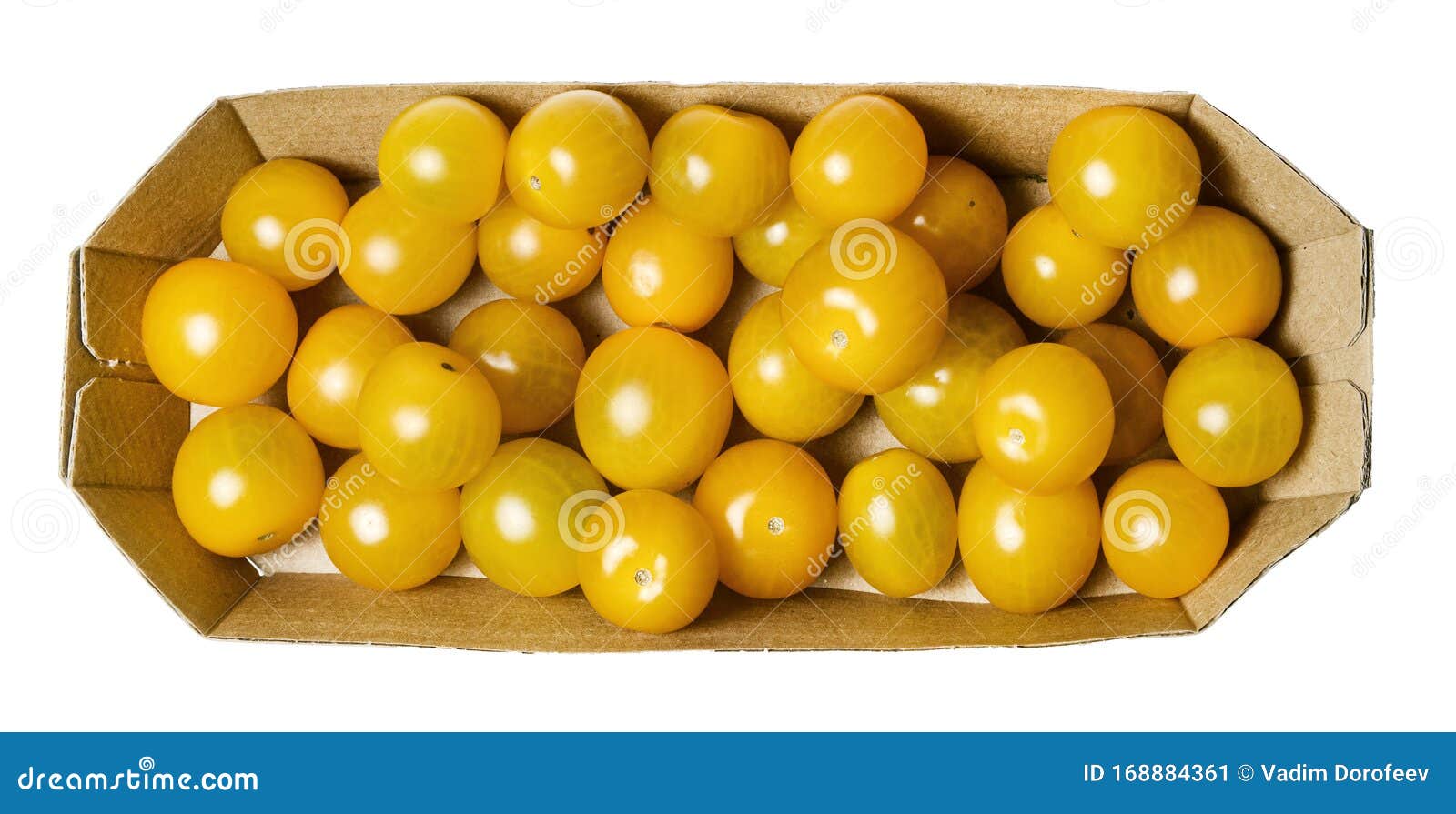 Cherry Tomatoes in a Cardboard Box Isolated on White. Stock Image ...