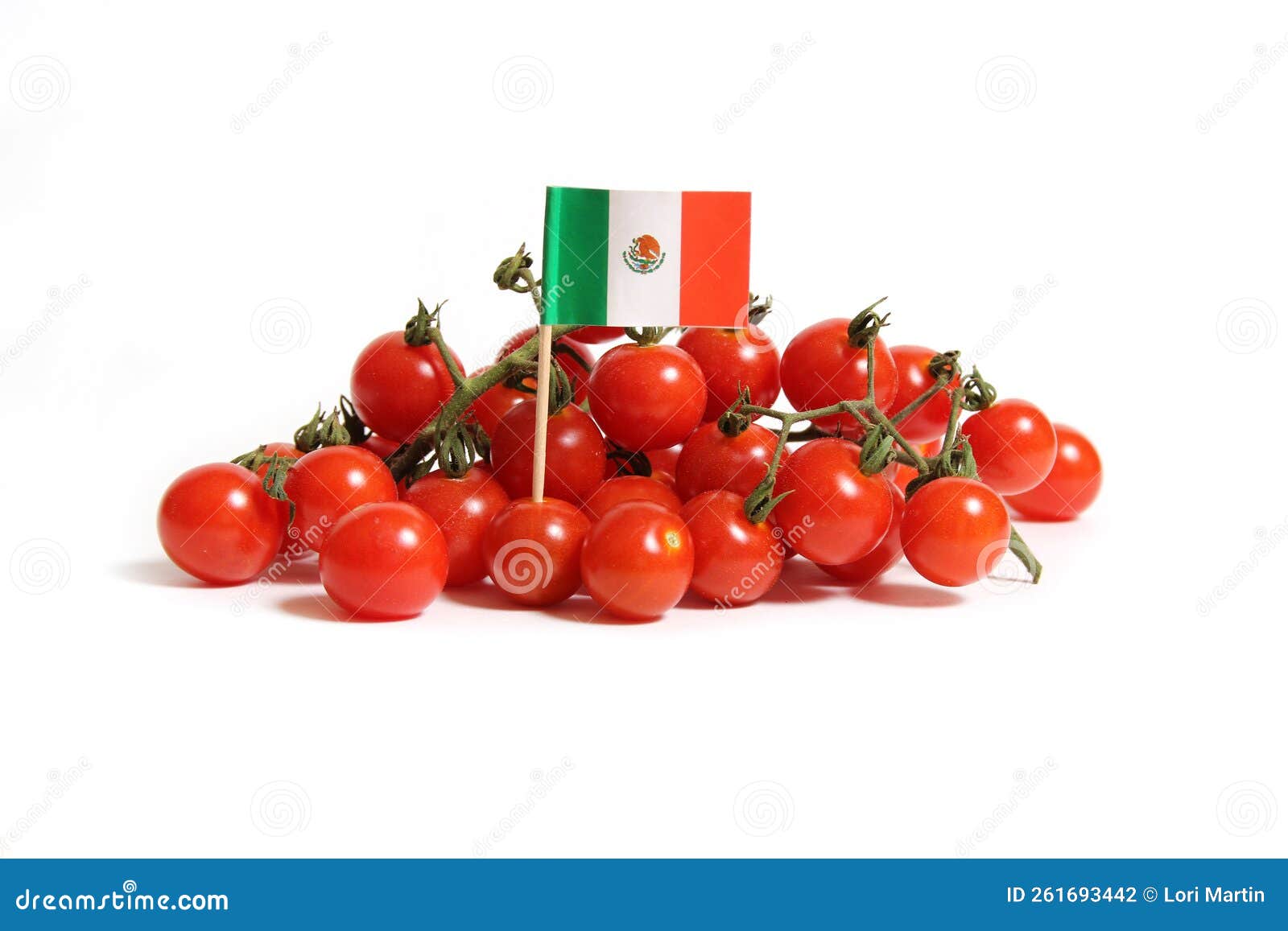 Cherry Tomatoes with Flag of Mexico Isolated on White Background Stock ...