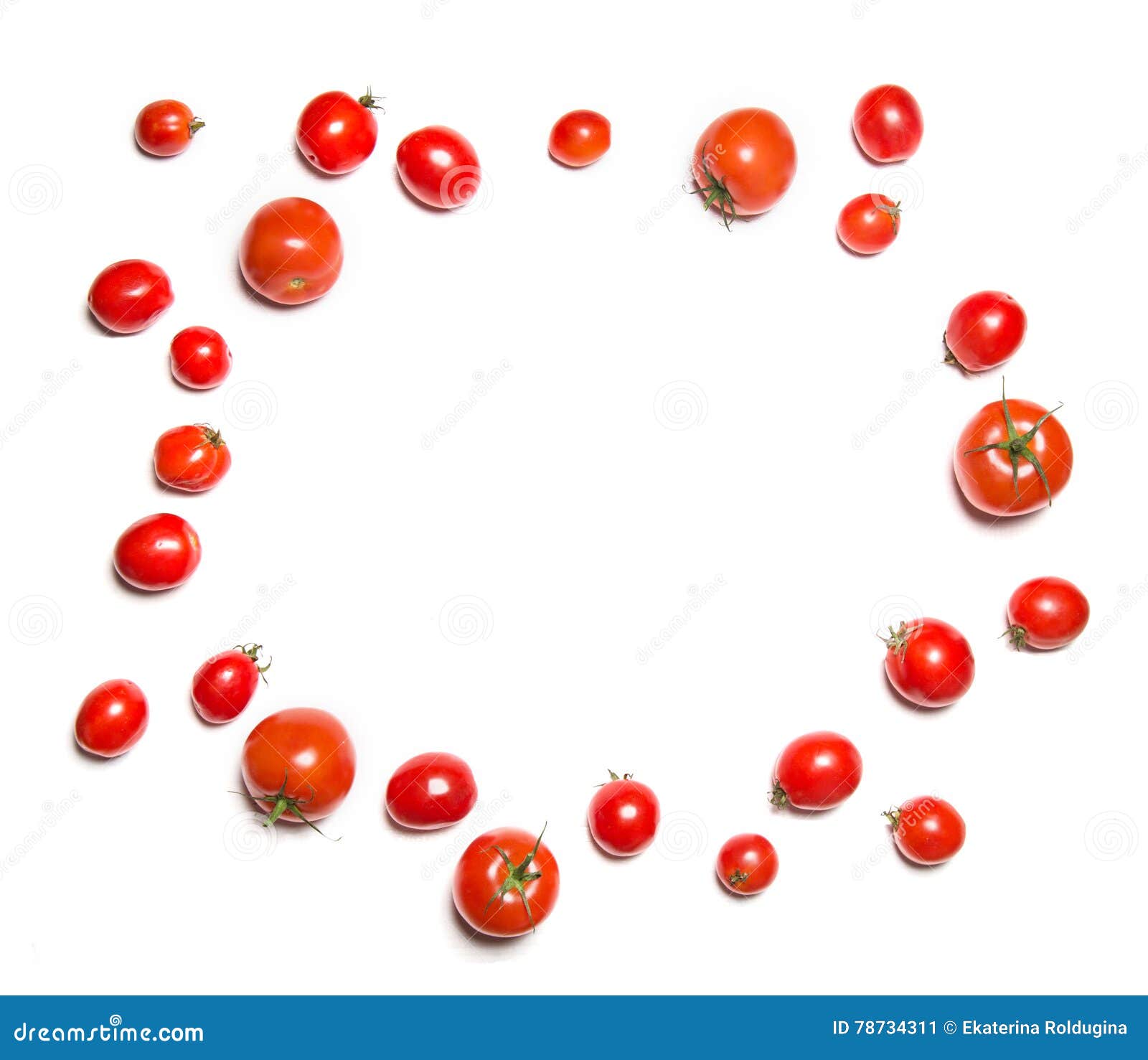 Cherry Tomatoes Isolated on White Top View in Shape of Circle. Round ...