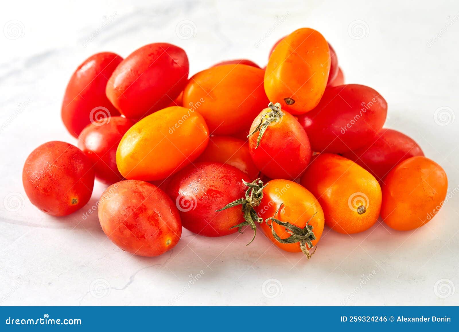 Cherry Tomatoes on White Marble, Ready To Cook and Eat Stock Photo ...