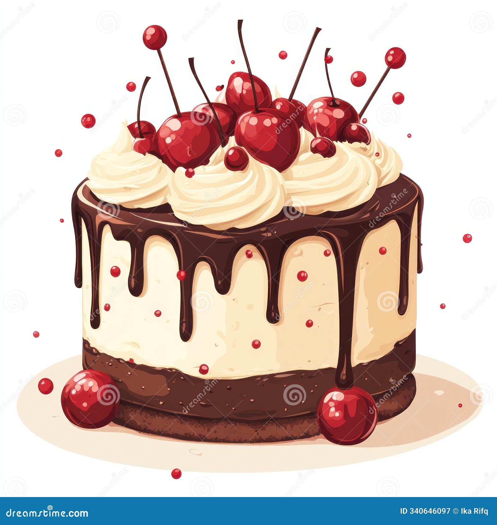 Cherry Topped Chocolate Cake Illustration Stock Illustration ...