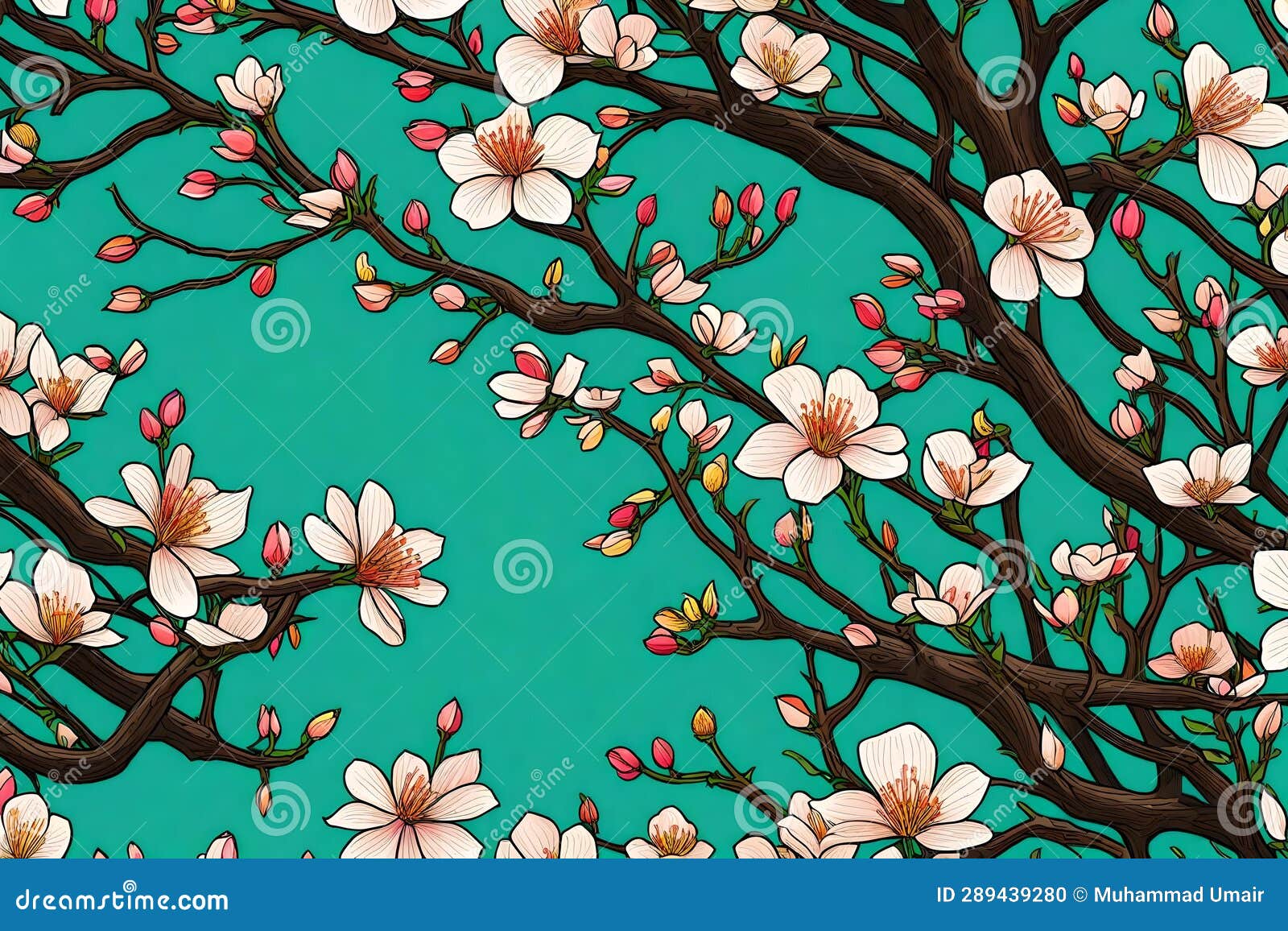 Cherry Tree with Blooms Flowers GENERATED by AI TOOL Stock Illustration ...