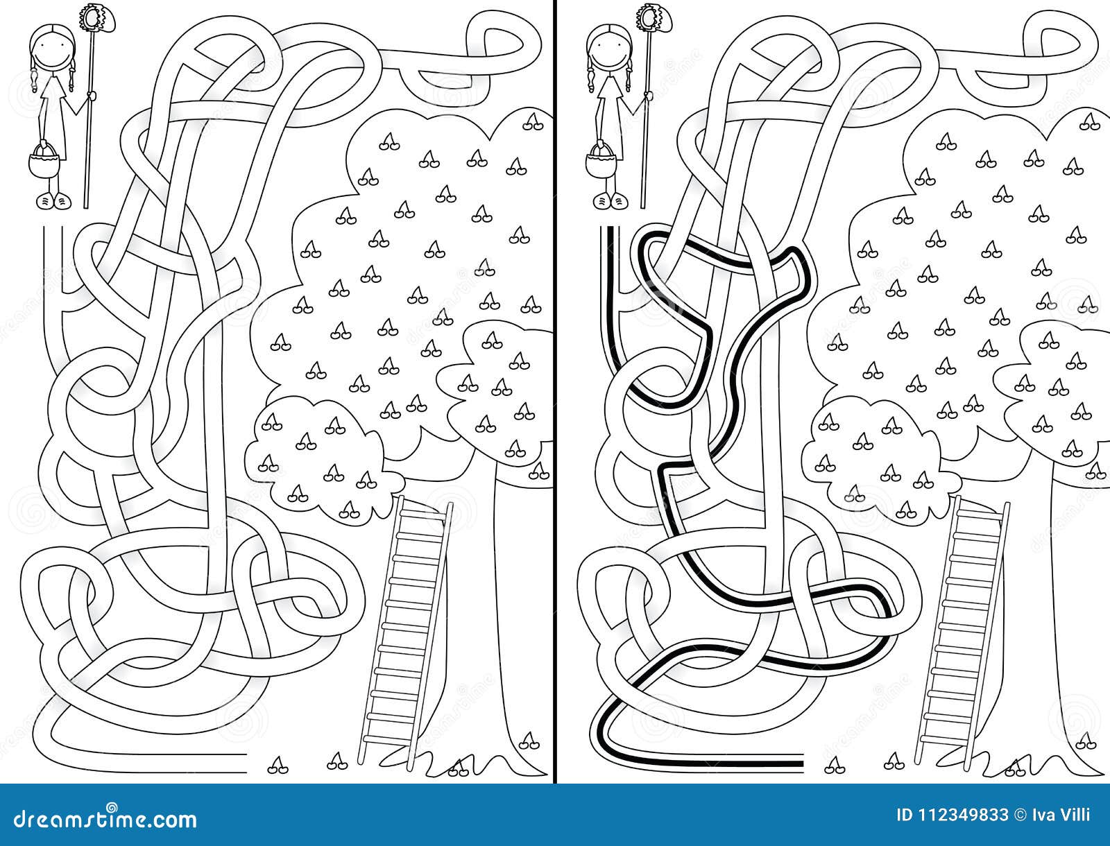 Cherry tree maze stock vector. Illustration of fruit - 112349833