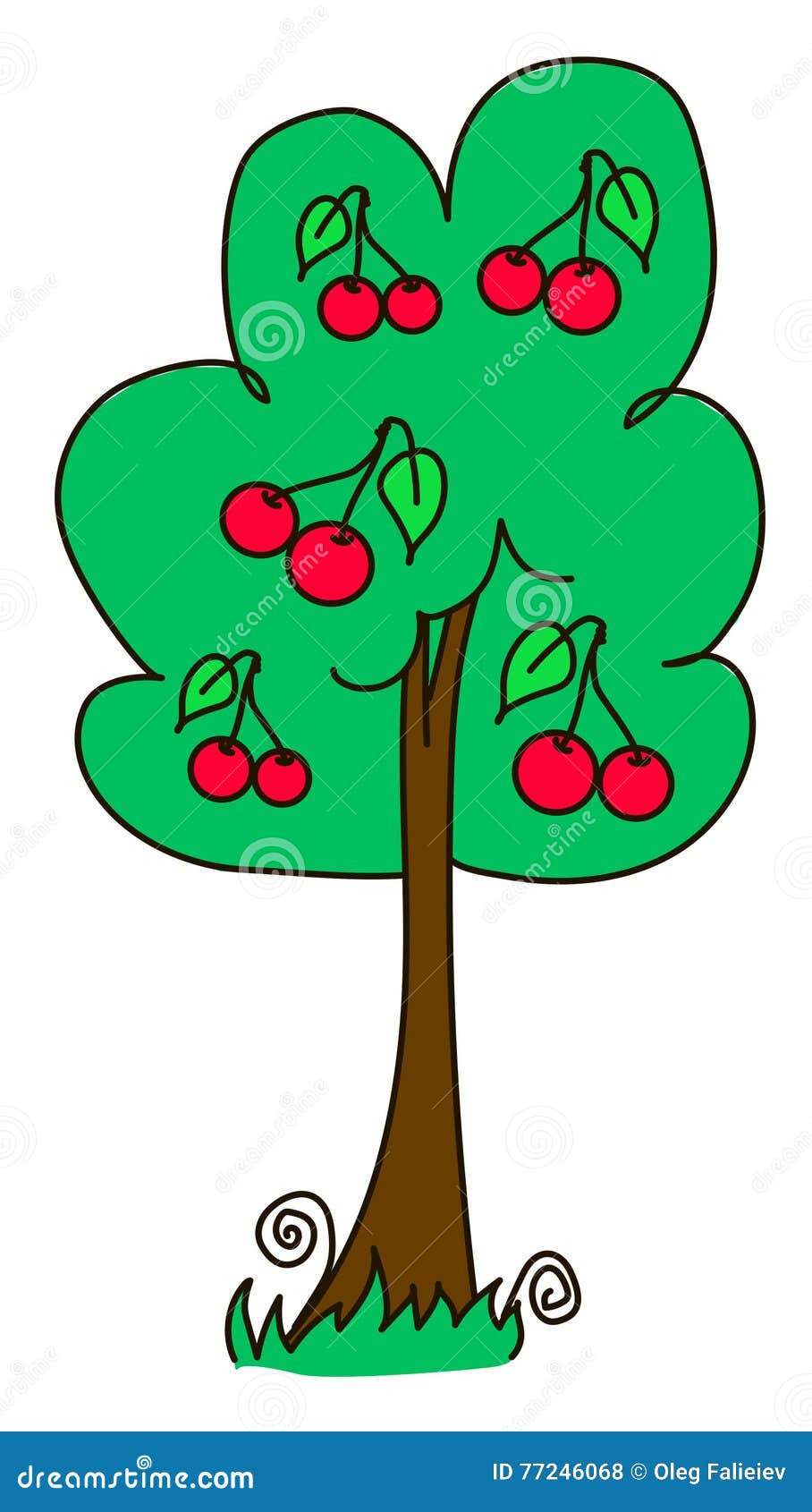 Cherry Tree stock illustration. Illustration of cartoon - 77246068
