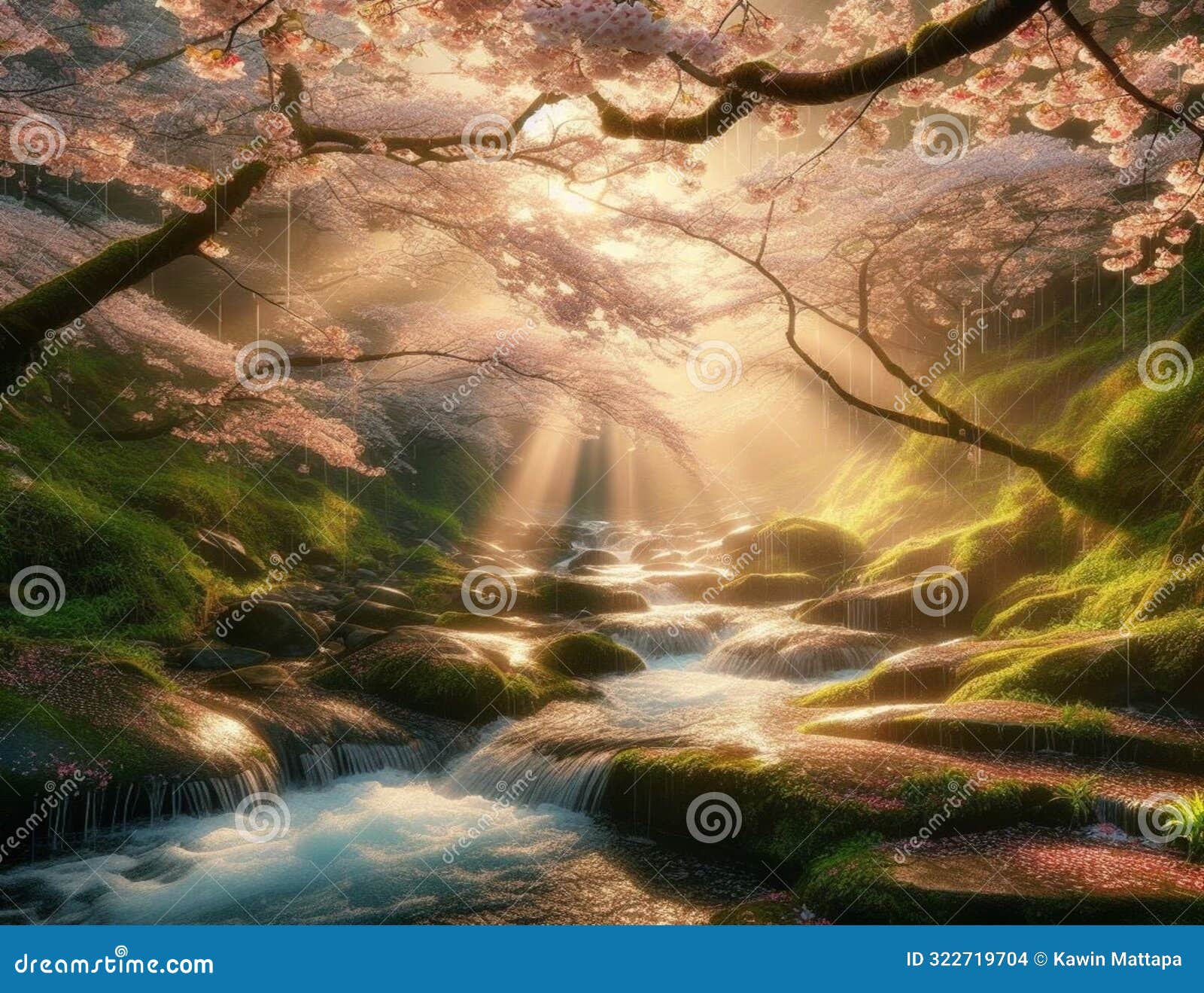 Cherry Tree Rain Water Drops Stock Illustration - Illustration of ...