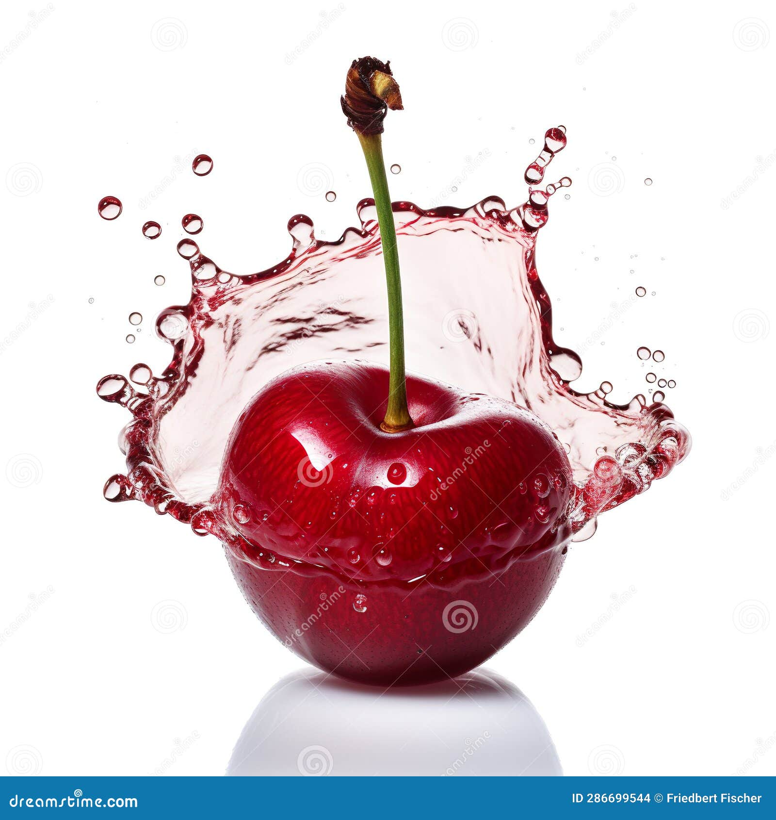 A Cherry with Water Splashes Around it. Digital Image. Stock ...