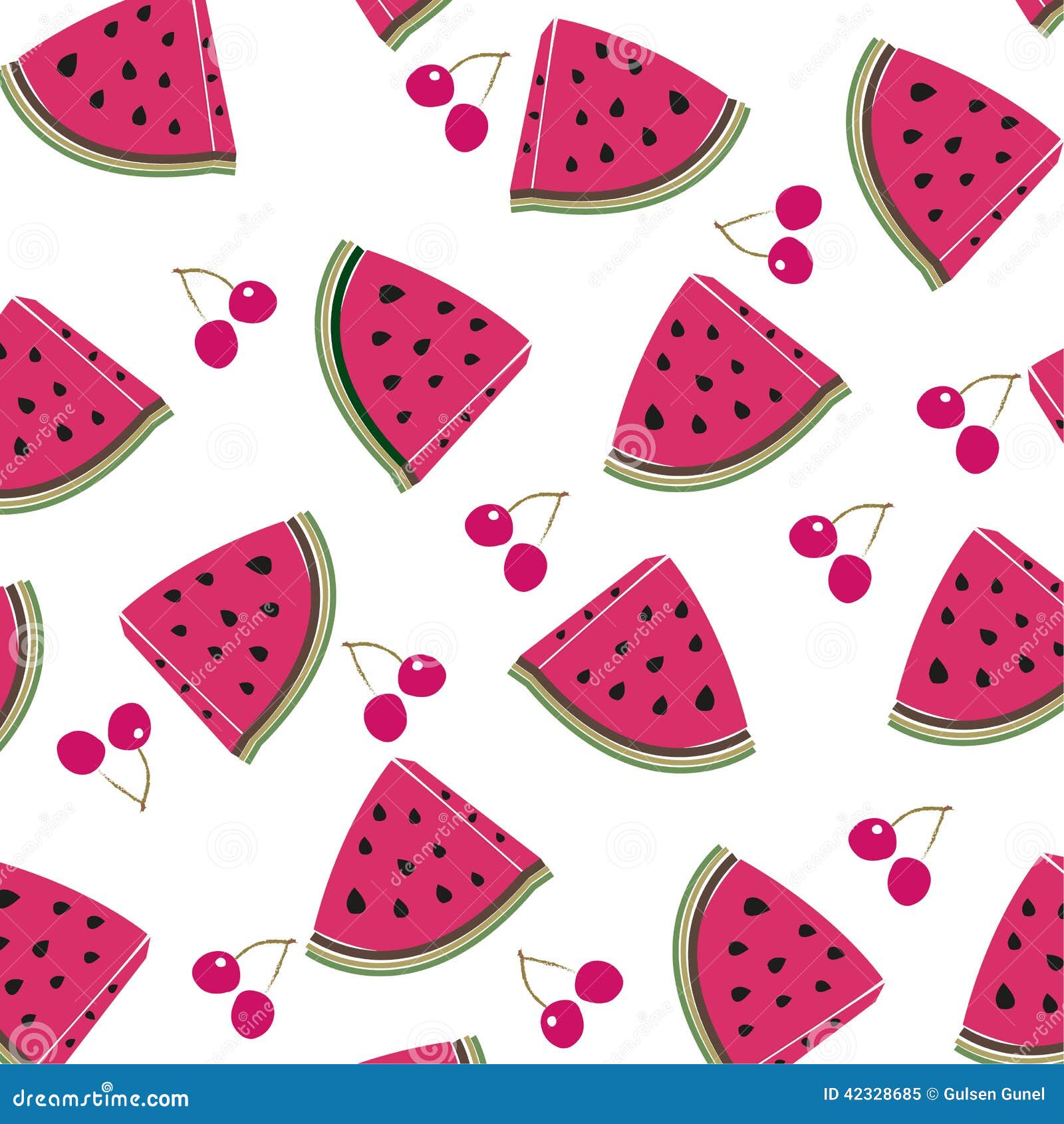 Cherry and Watermelon Vector Pattern Stock Vector - Illustration of ...