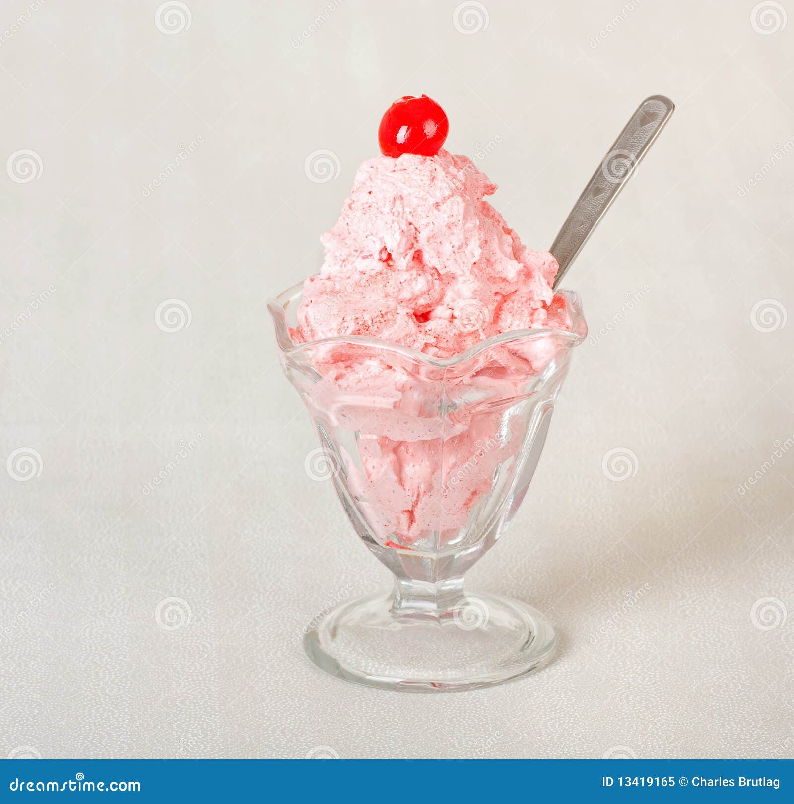 Cherry Whippedcream Dessert Stock Image - Image of fruit, snack: 13419165