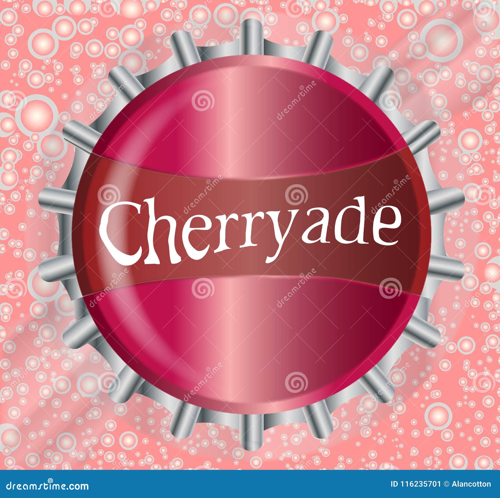Cherryade Bottle Cap with Bubbles Stock Vector - Illustration of ...