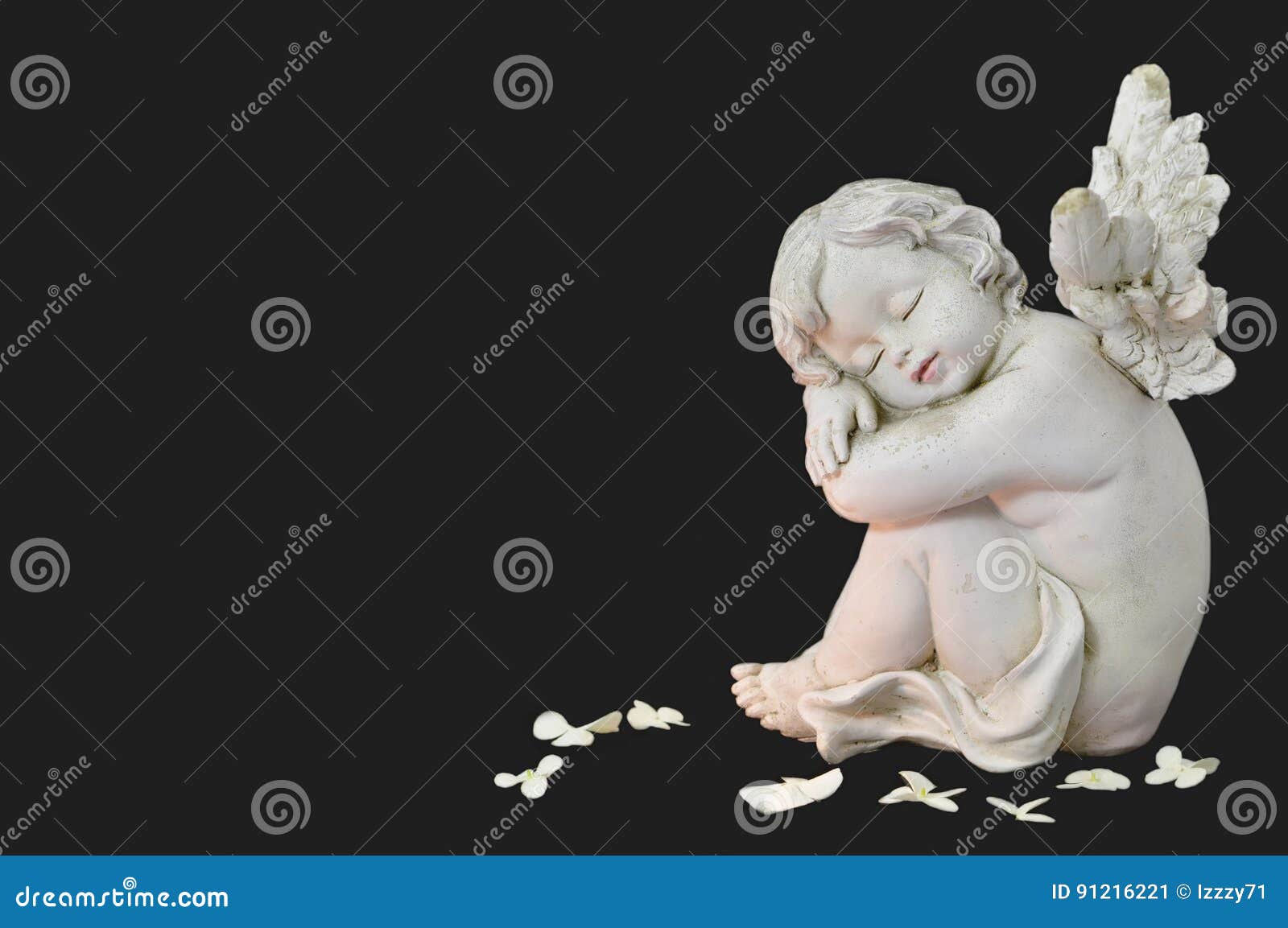 Cherub angel sleeping stock image. Image of little, petals - 91216221