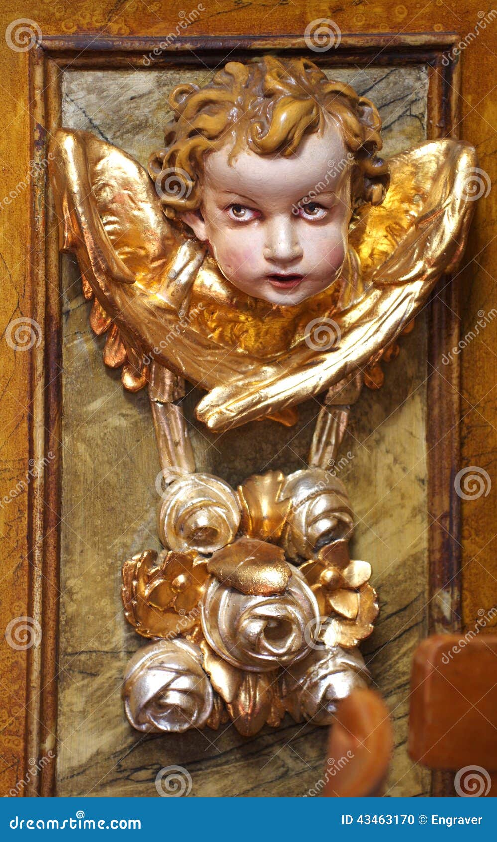 Cherub portrait stock photo. Image of plated, catholicism - 43463170