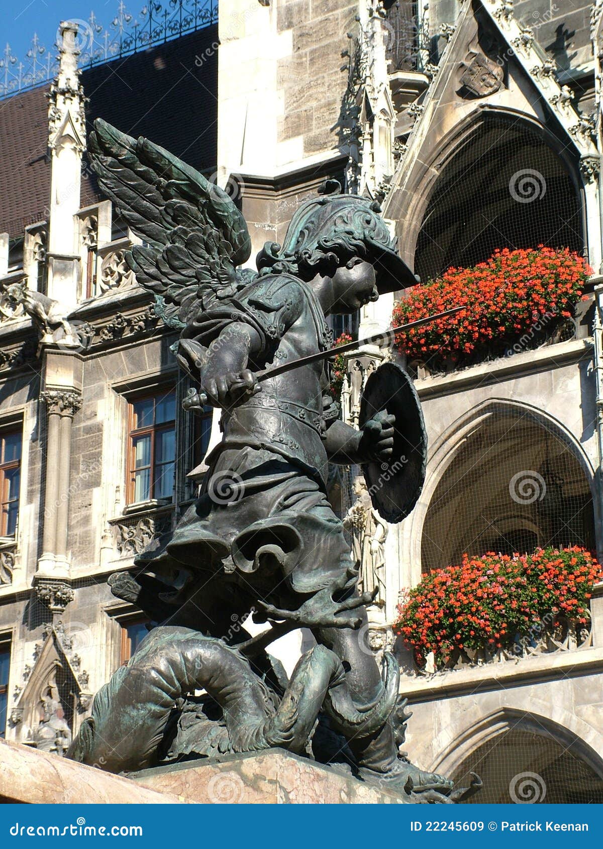 Cherub Statue Marian Column Munich Stock Image - Image of dragon, sword ...