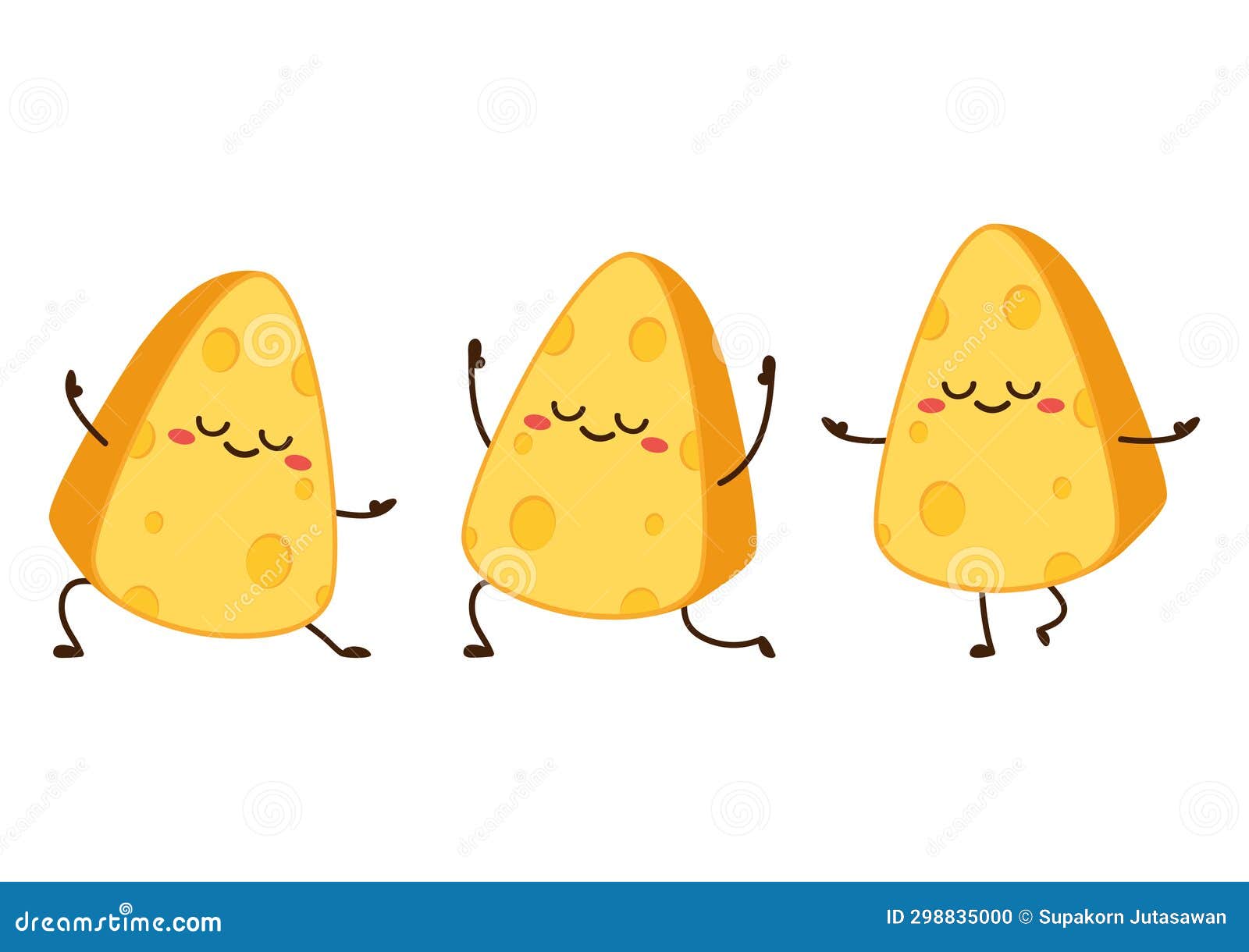 Cute Happy Cheese Character. Funny Food Emoticon in Flat Style Stock ...