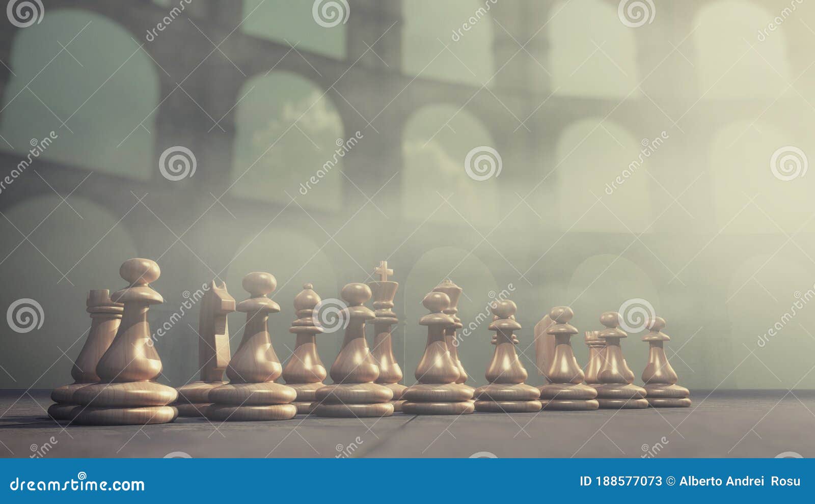 Chess Pieces in the Arena Ready for Battle . Stock Illustration ...