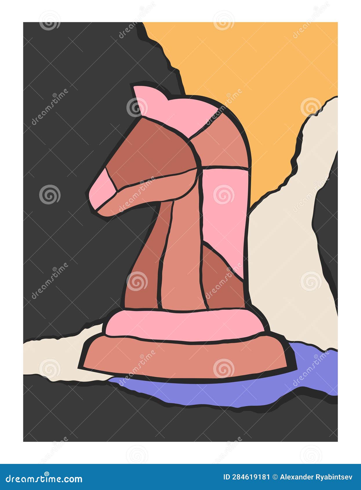 Chess Artistic Poster. Abstract Chess Poster with Knight Chess Piece ...