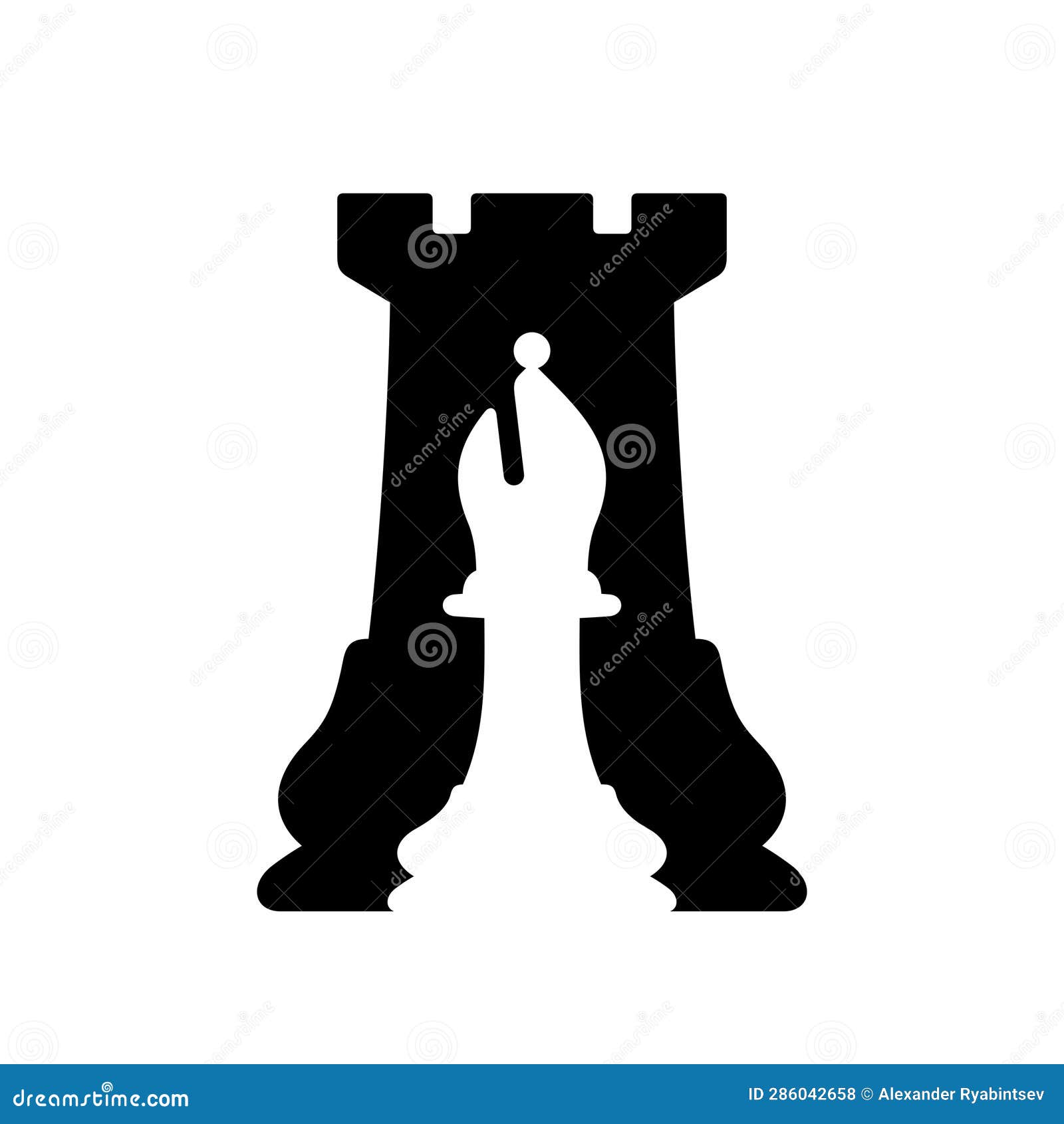 Chess Bishop Inside the Rook. Chess Vector Illustration. Stock Vector ...