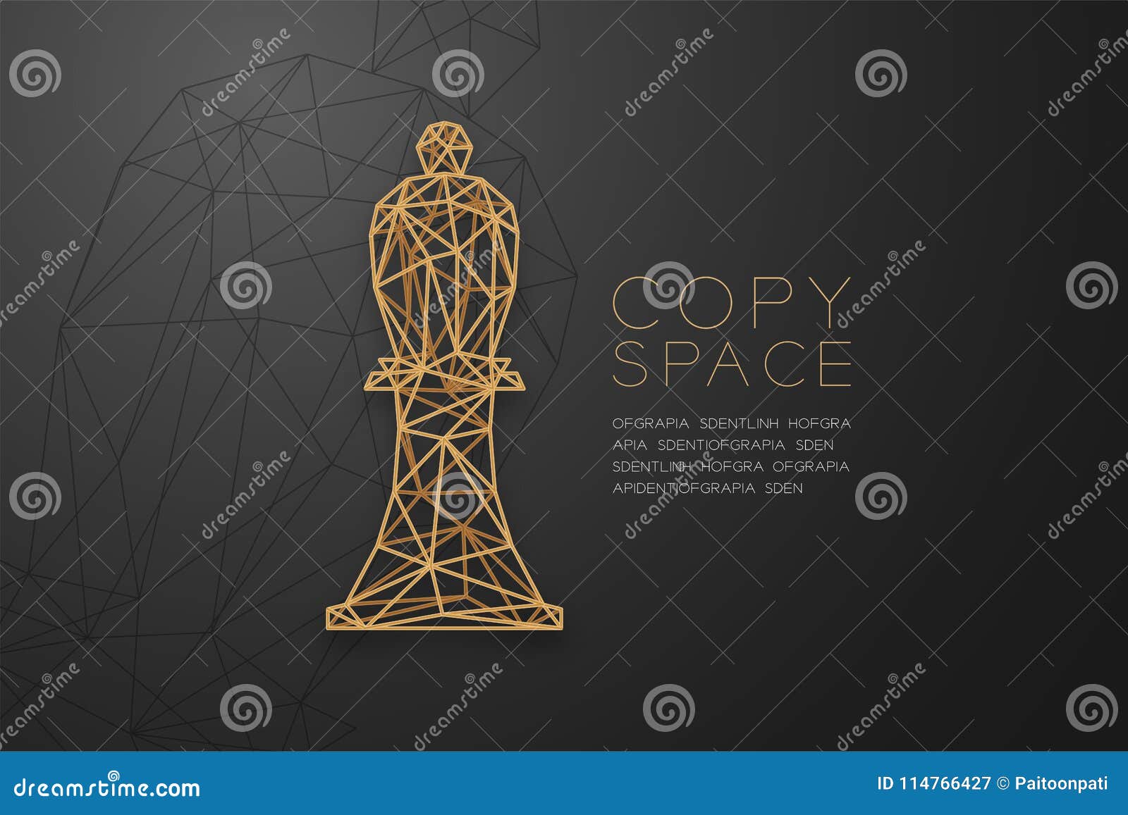 Chess Bishop Wireframe Polygon Futuristic Bokeh Light Frame Structure ...
