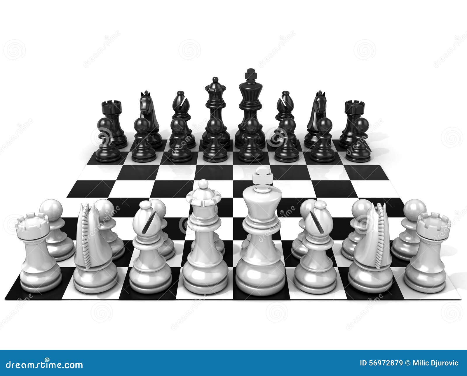 Chess Board with All Chess Pieces. Front View Stock Illustration ...