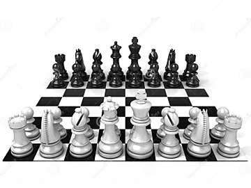 Chess Board with All Chess Pieces. Front View Stock Illustration ...