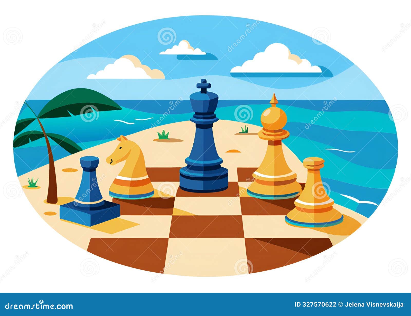 Chess board on the beach stock illustration. Illustration of chess ...