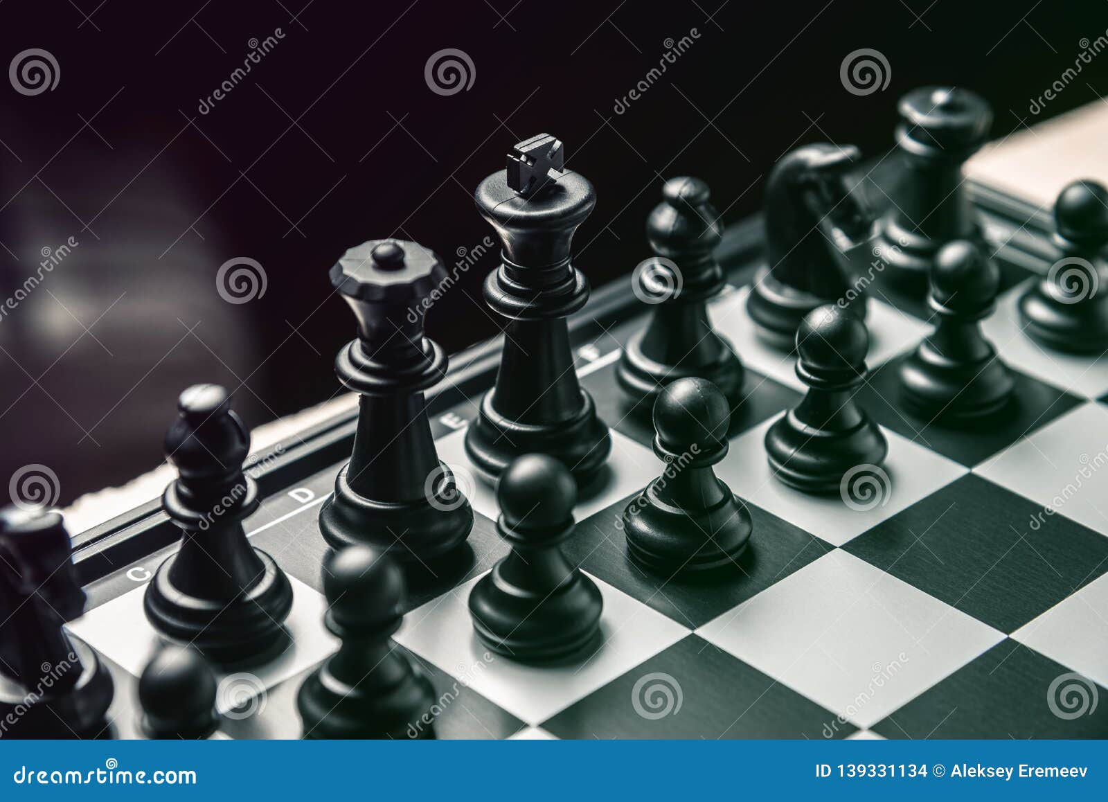 Chess Board with Black Chess in the Starting Position Stock Photo ...