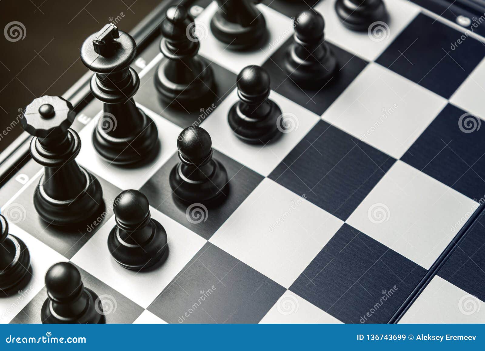 Chess Board with Black Chess in the Starting Position Stock Image ...