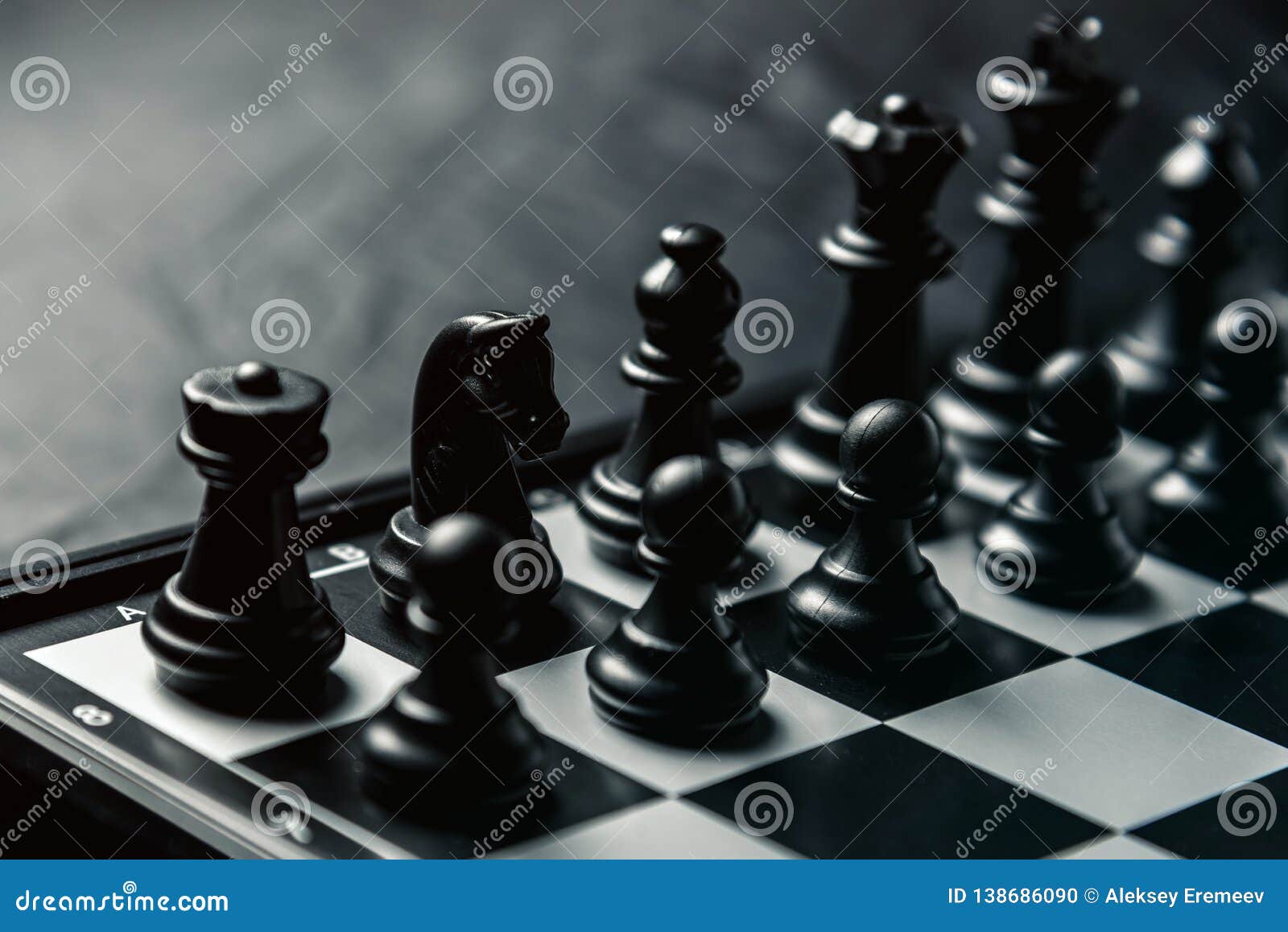 Chess Board with Black Chess in the Starting Position Stock Photo ...