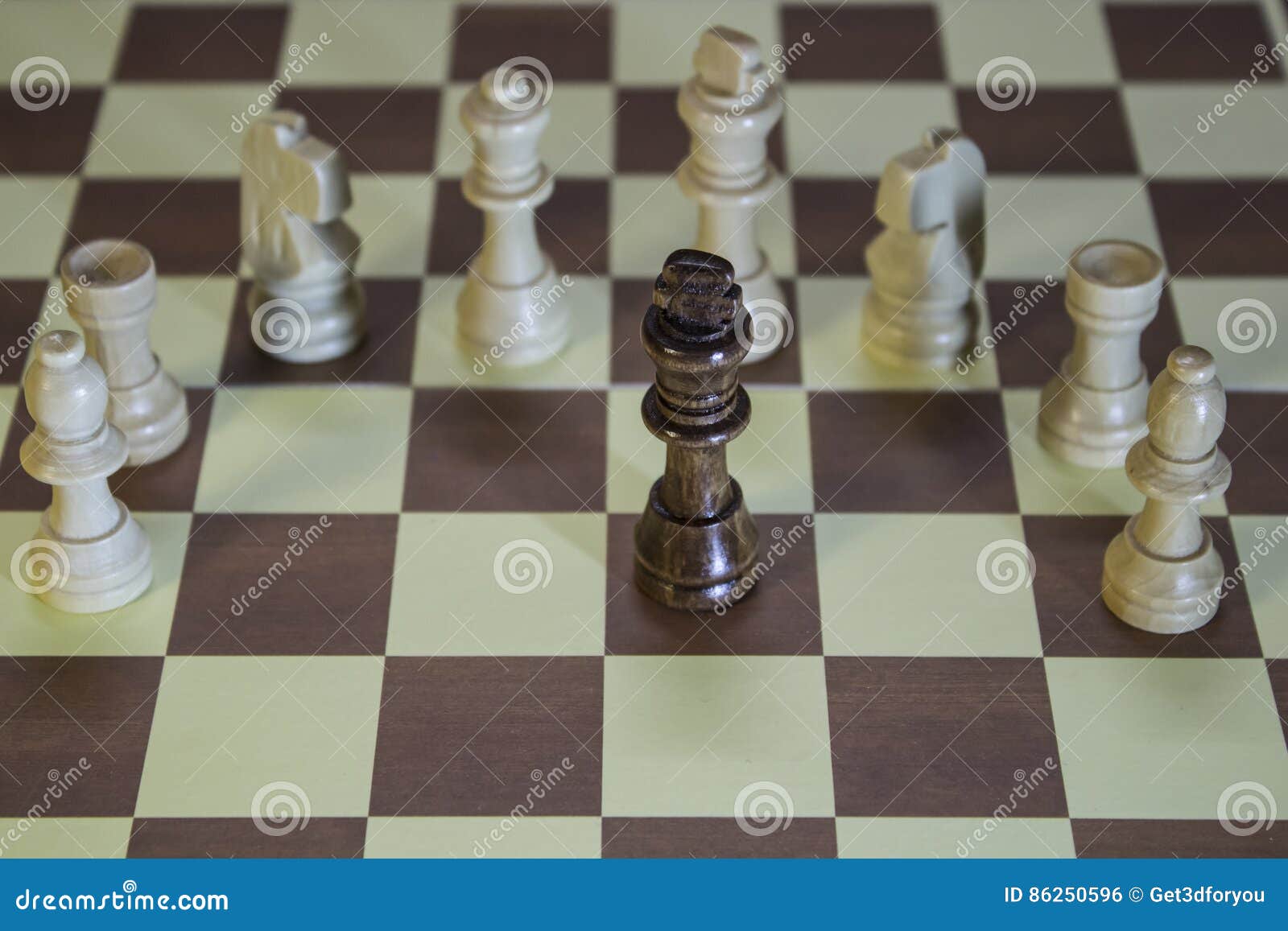 Chess Board - Black King Surrounded by Enemies. Stock Photo - Image of ...