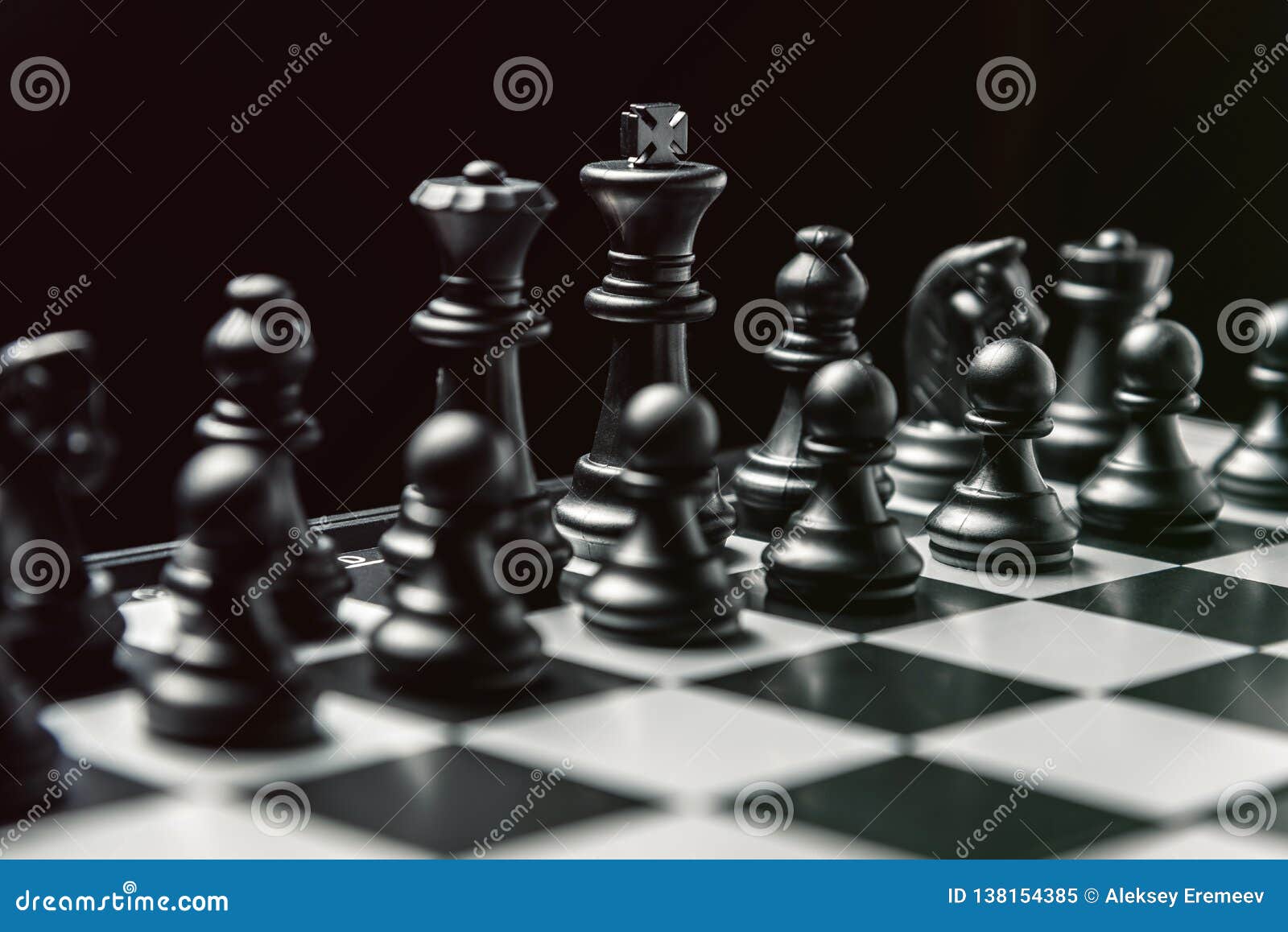 Chess Board with Black Chess in the Starting Position Stock Image ...