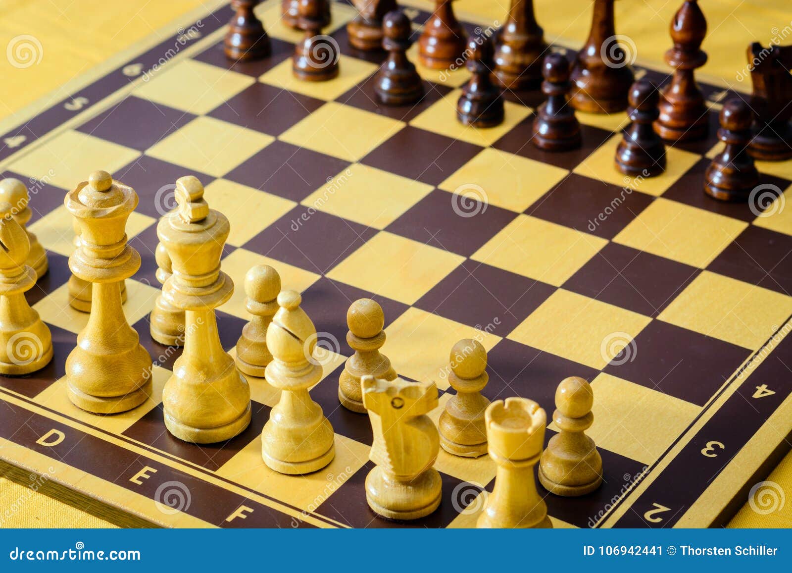 Chess Board, Black Und White Figures, Start Position Stock Image ...