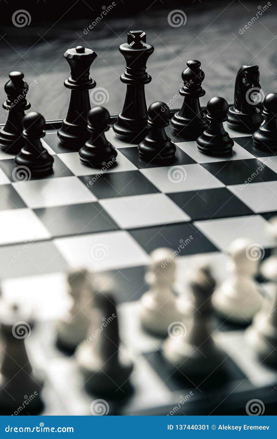Chess Board with Black and White Chess Facing Each Other Stock Image ...