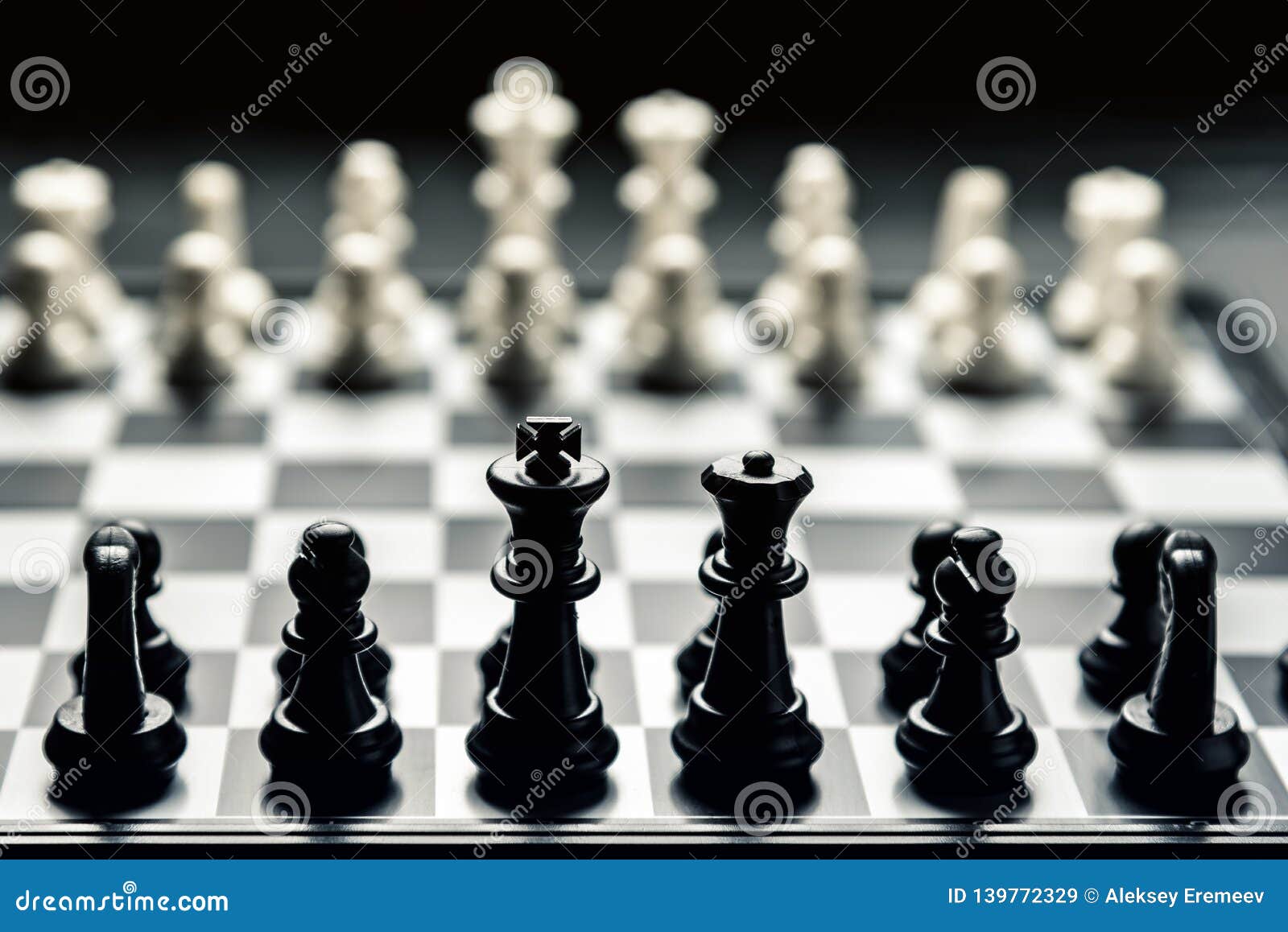Chess Board with Black and White Chess Facing Each Other Stock Image ...