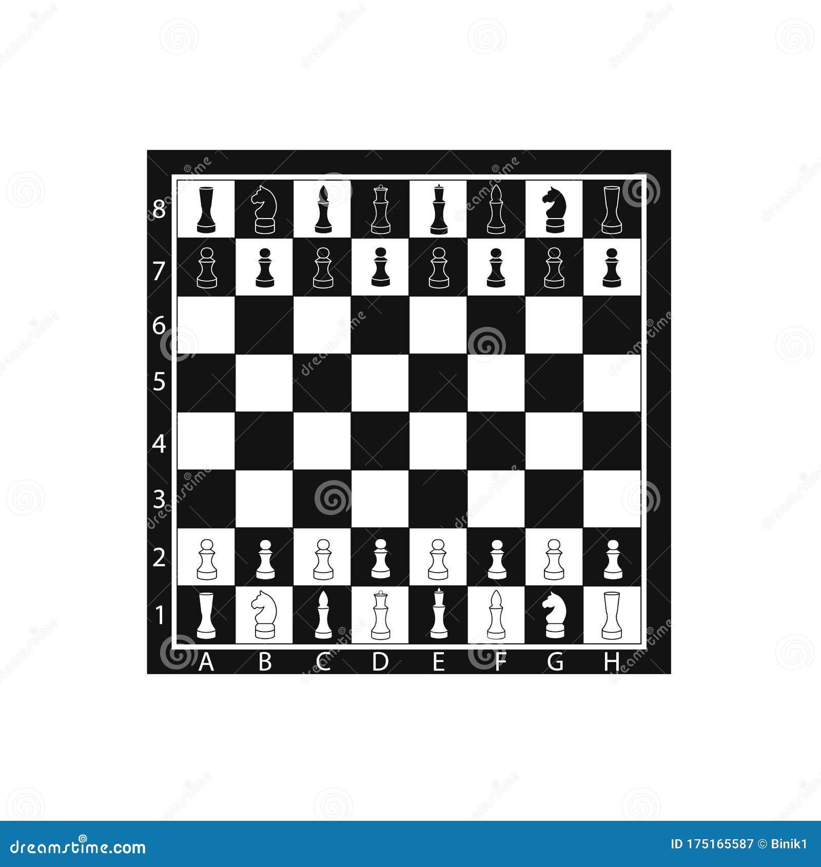 Chess Board with Chess Black and White Figures, Vector Illustration ... Chess Board with Chess Black and White Figures, Vector Illustration ...