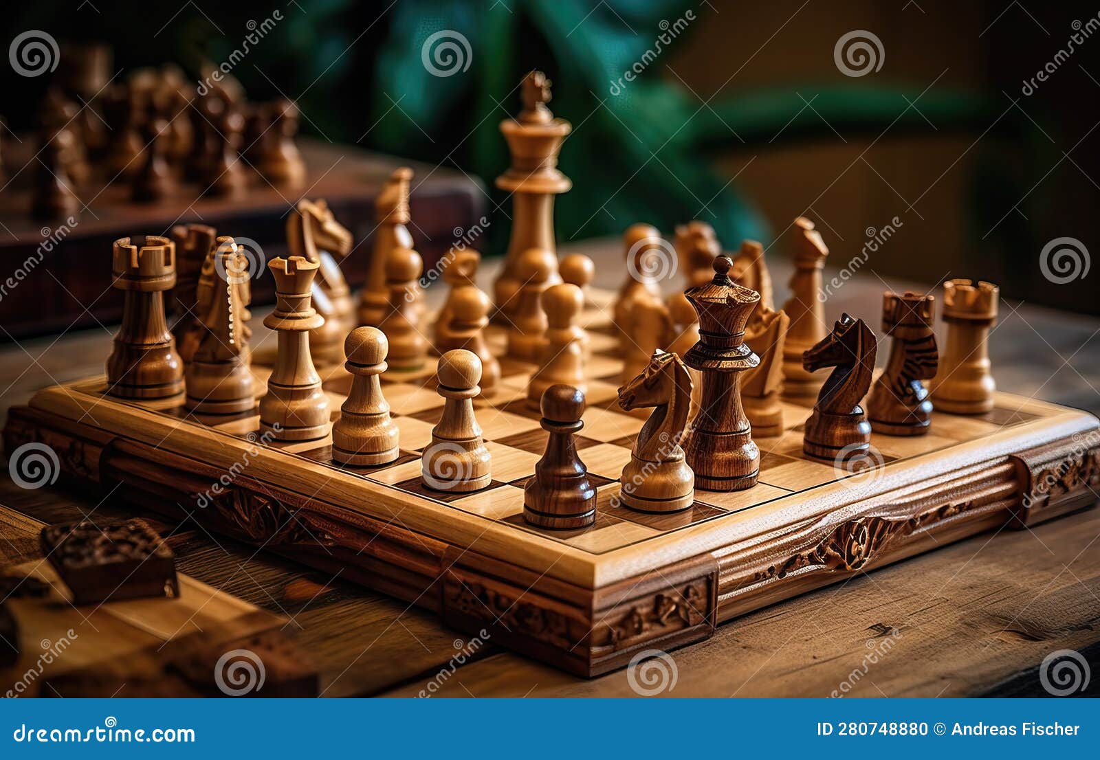 Chess Board with Chess Pieces on the Desk. Stock Photo - Image of sport ...