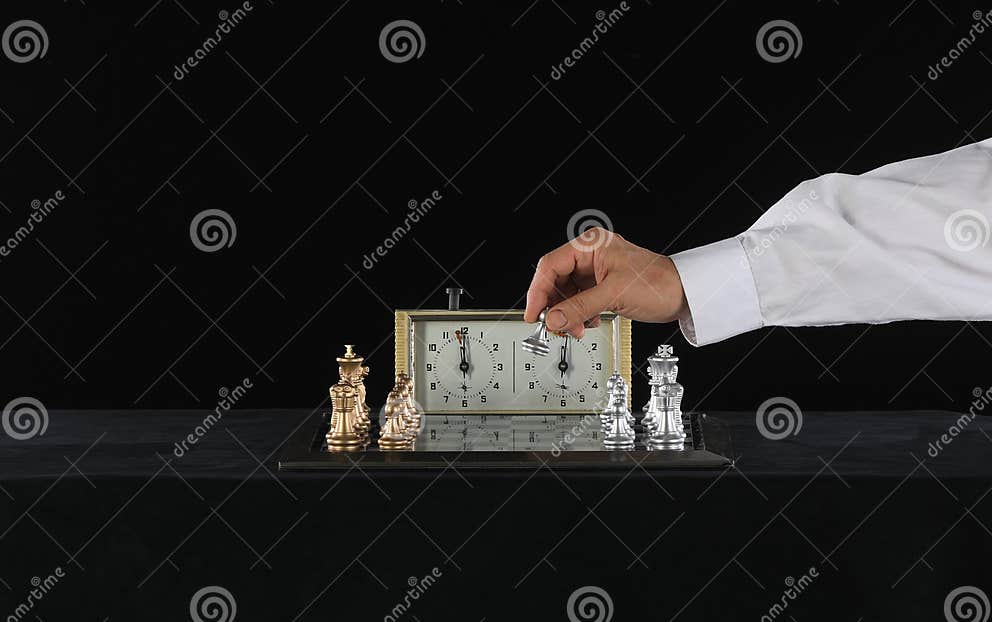 Chess Board and Chess Clock on Table Stock Image - Image of ...
