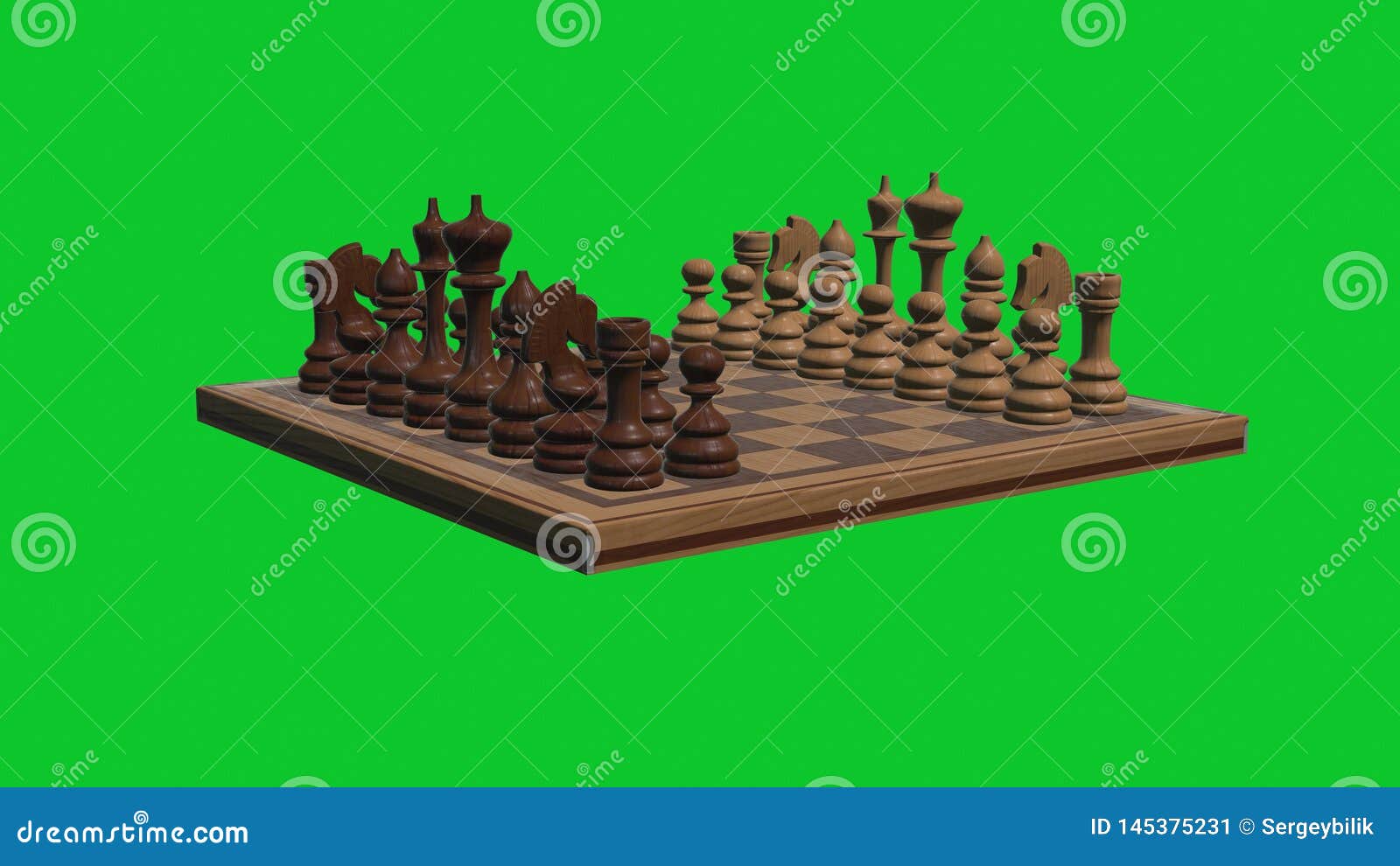 Chess Board 3d Rendered on Green Screen New Board Game Cool Nice Joyful ...