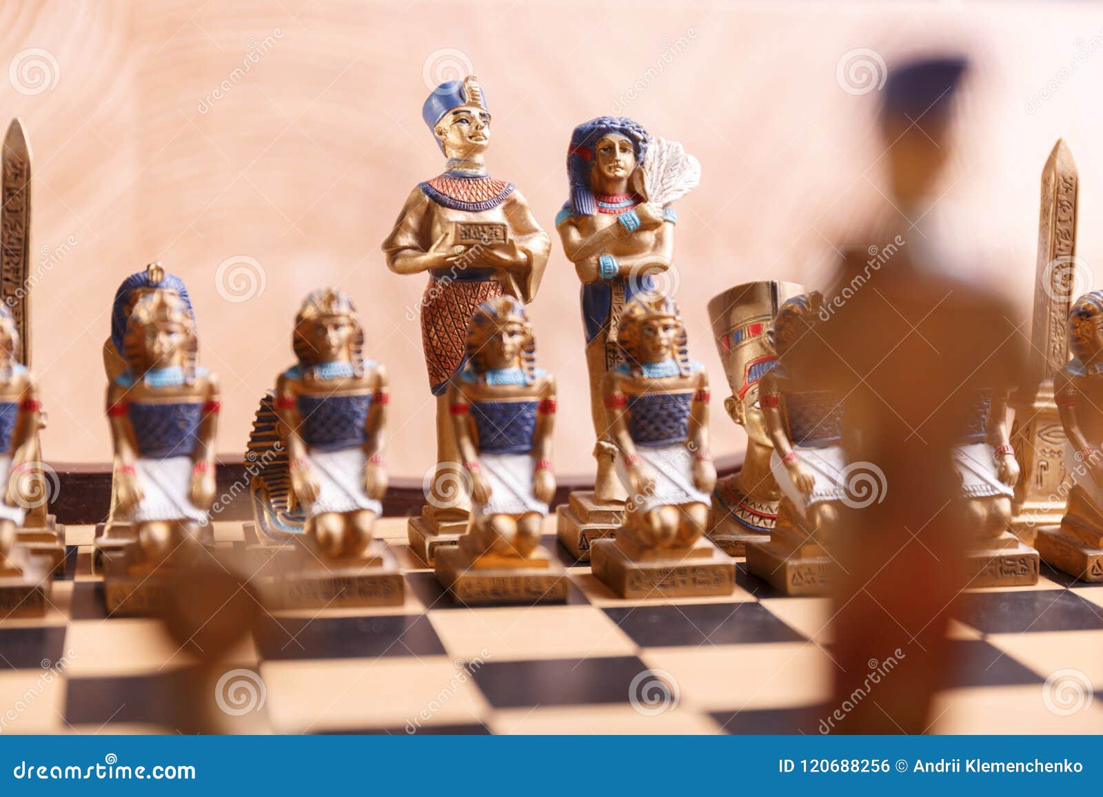 Chess Board with Egyptian Figures Stock Photo - Image of competition ...