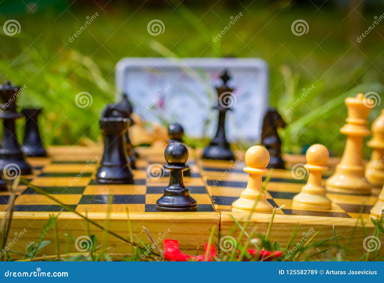 Chess Board with Figures on Ground Stock Image - Image of play, watch ...