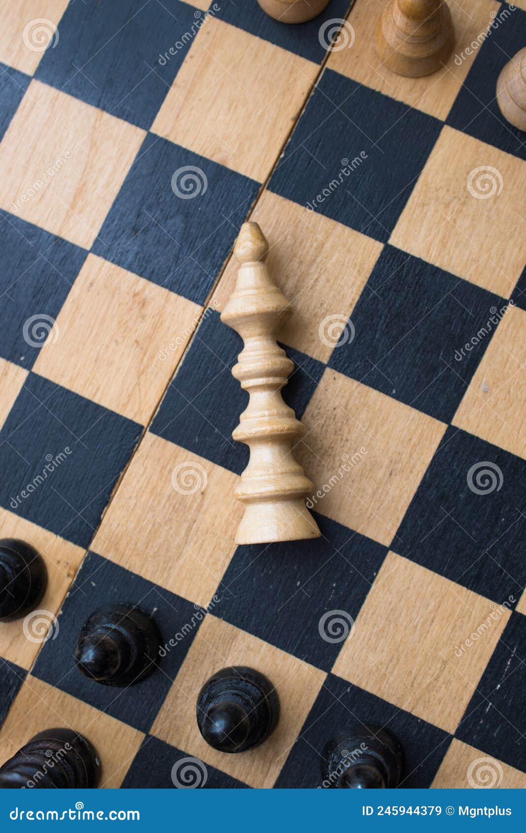 Chess Board with Figures. the King is Dead. Stock Image - Image of wood ...