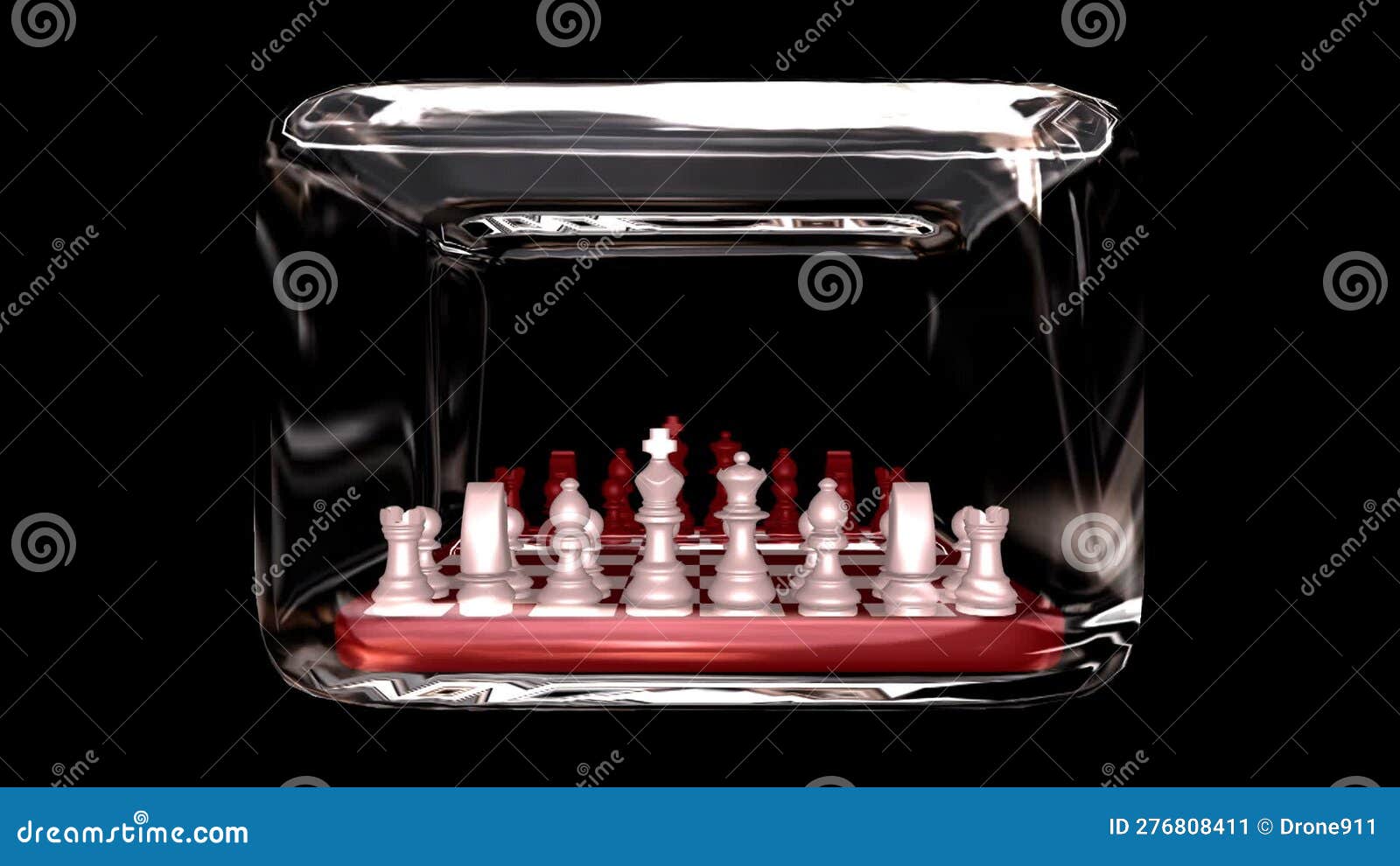 Chess Board and Glass Cube in Full Rotation, Alpha Channel, Looped, 3D ...