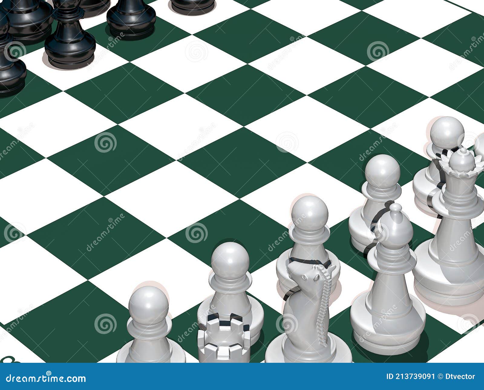 Chess Board Green Full Set Chess Big Diagonal Stock Illustration ...