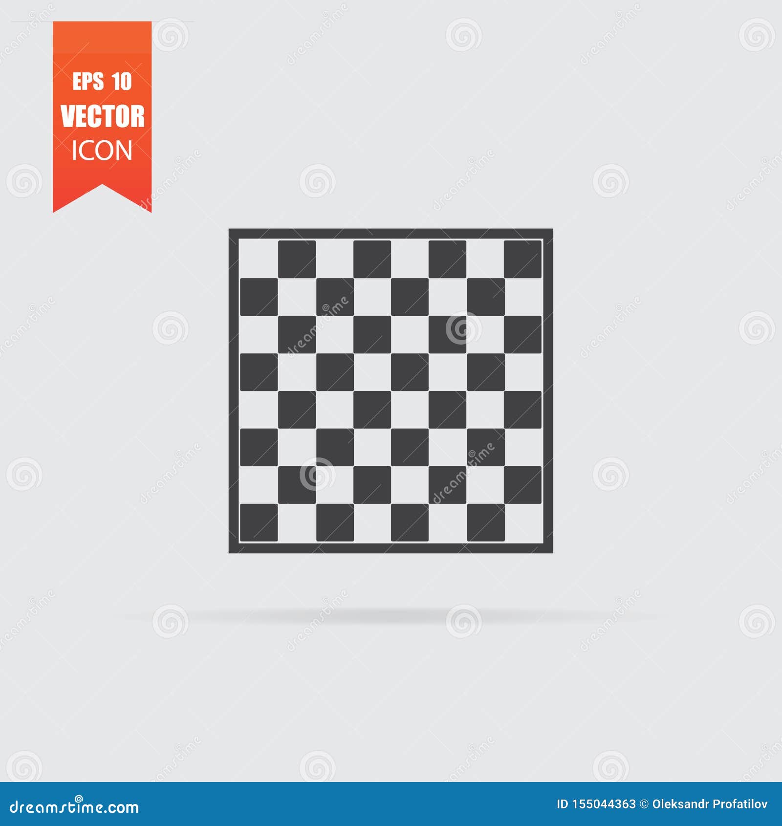 Chess Board Icon in Flat Style Isolated on Grey Background Stock Vector ...