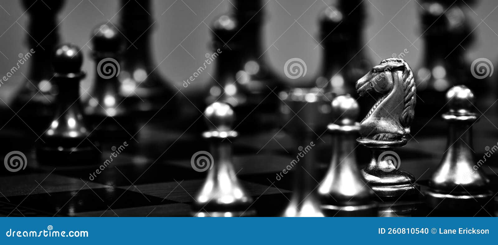 Chess Board with Knight Facing Opponent Strategy and Success Stock ...