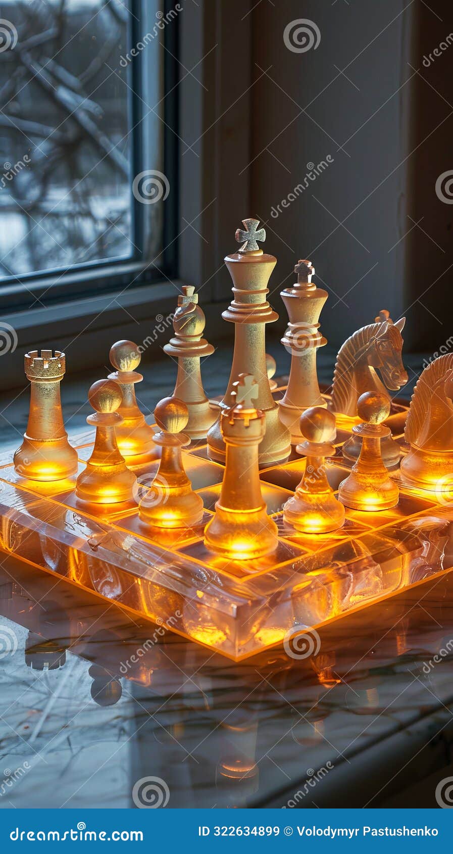 A Chess Board with Lights on it Stock Image - Image of game, lights ...