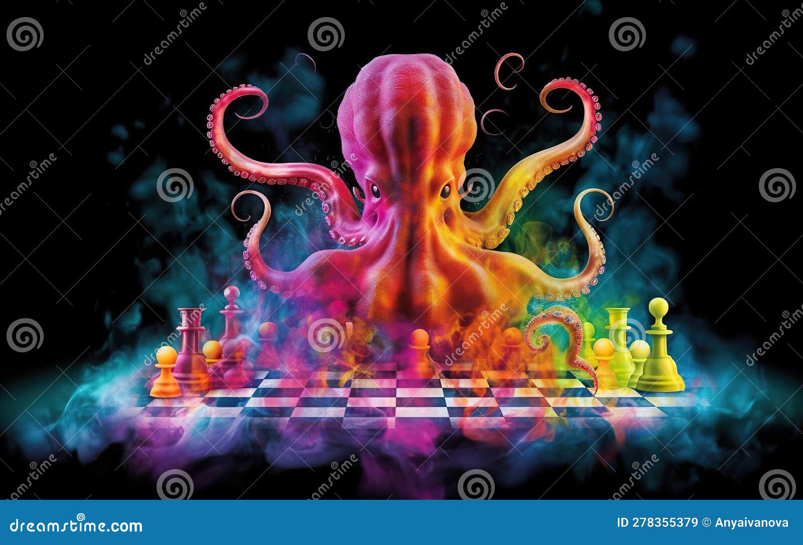 A Chess Board with an Octopus on it. Generative AI Image. Stock ...