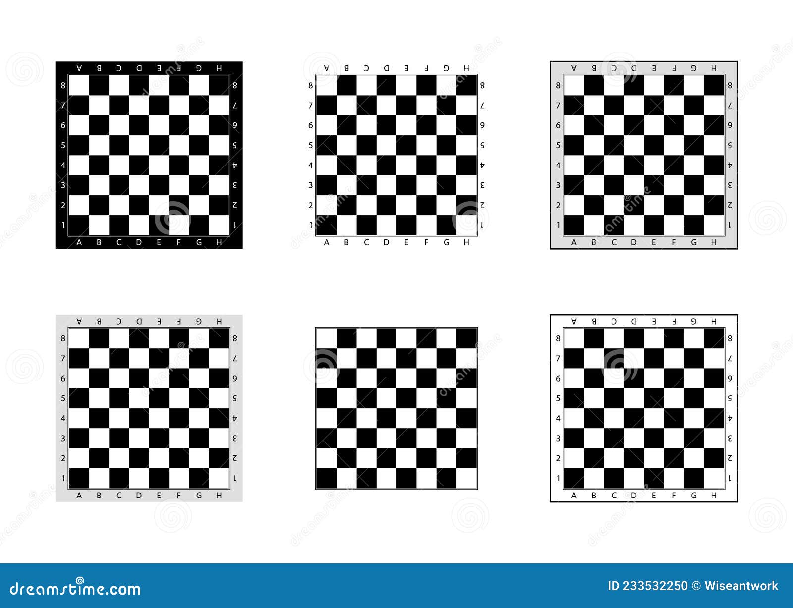 Chess Board. Pattern of Chessboard. Set of Checkerboards. Black-white ...
