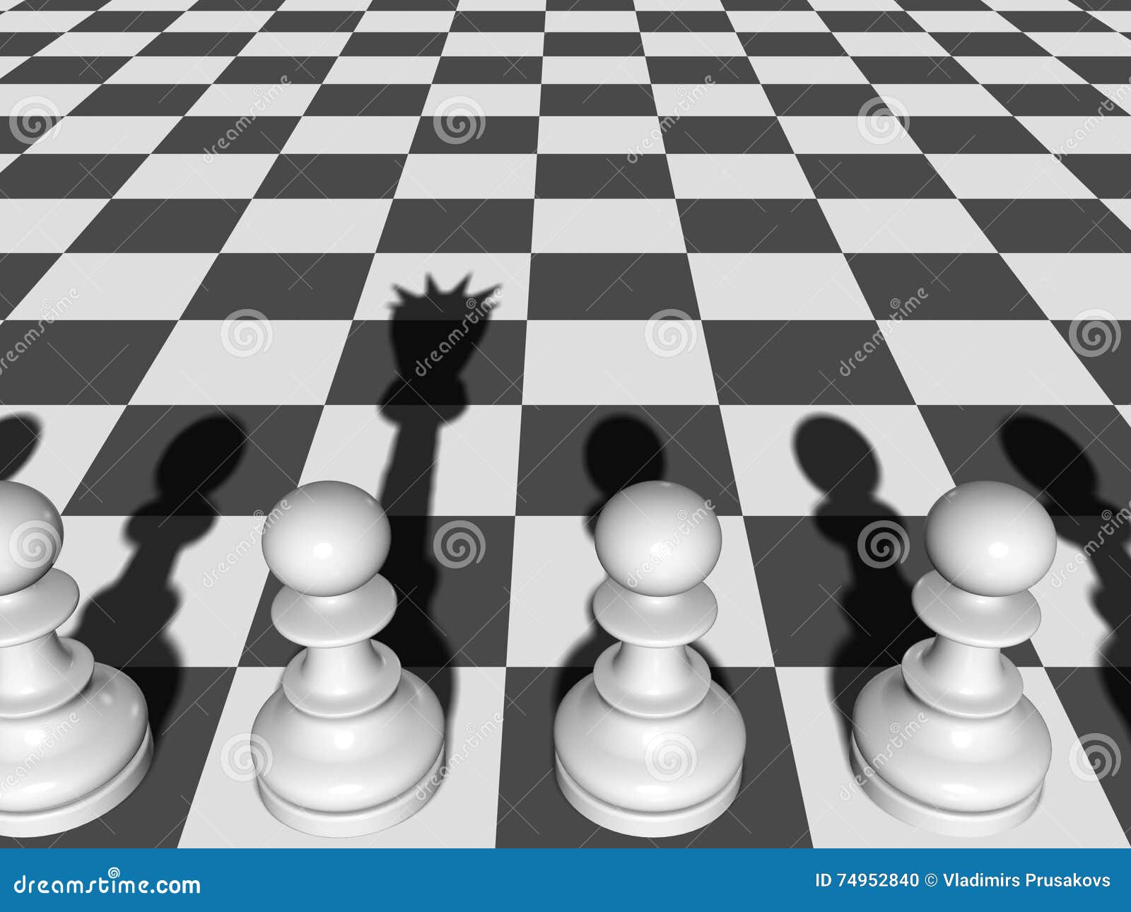 Chess Board Pawn Potential Queen, Shadow on Chessboard Stock ...