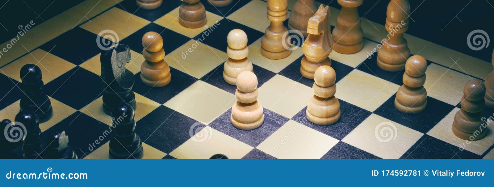 Chess Board with Pawns. Panorama Stock Image - Image of wrestling ...