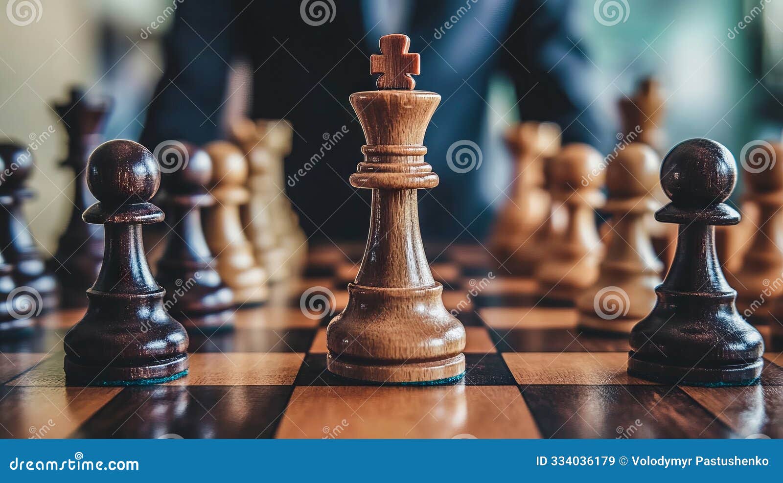 Chess Board With A Variety Of Black And White Pieces Scattered Across ...