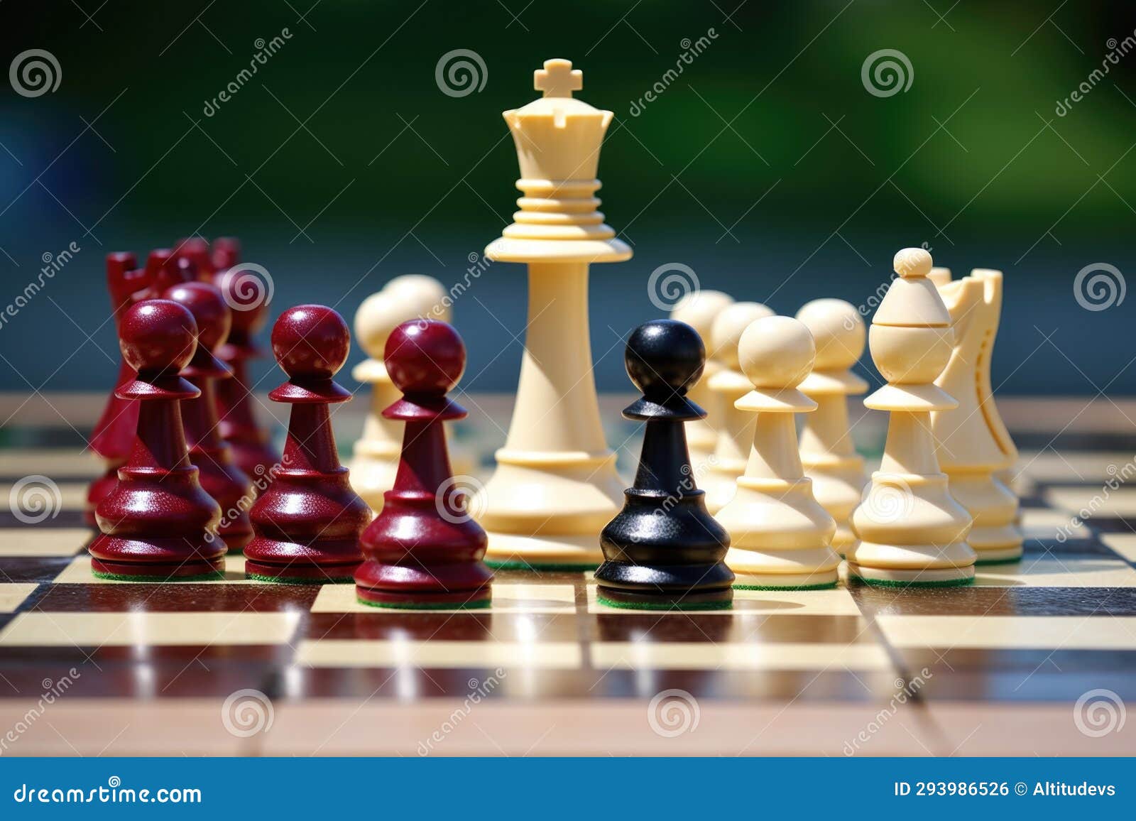 Chess Board with Pieces Arranged for the Start of a Game Stock Photo ...